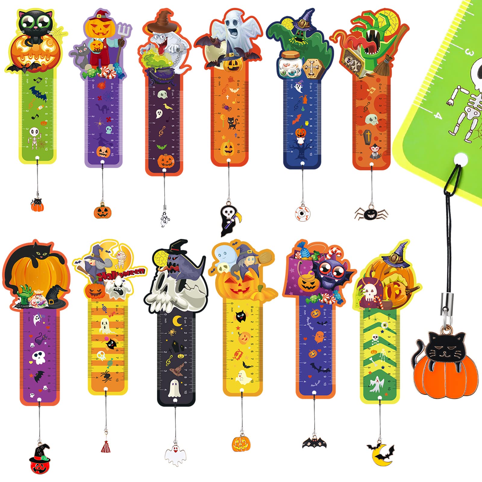 Amazon.com: 24 Pcs Halloween Bookmarks,Halloween Bookmark Ruler ...