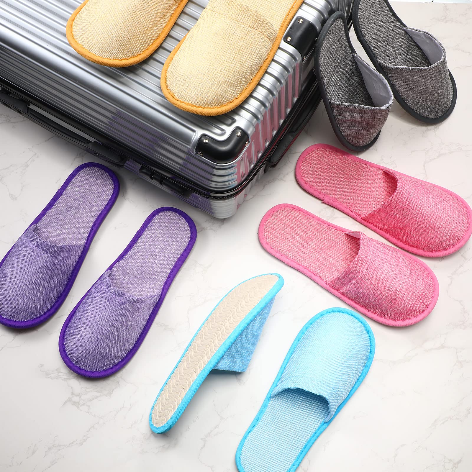 JaGely 40 Pairs Washable Slippers Non Slip Spa Slippers Unisex ...