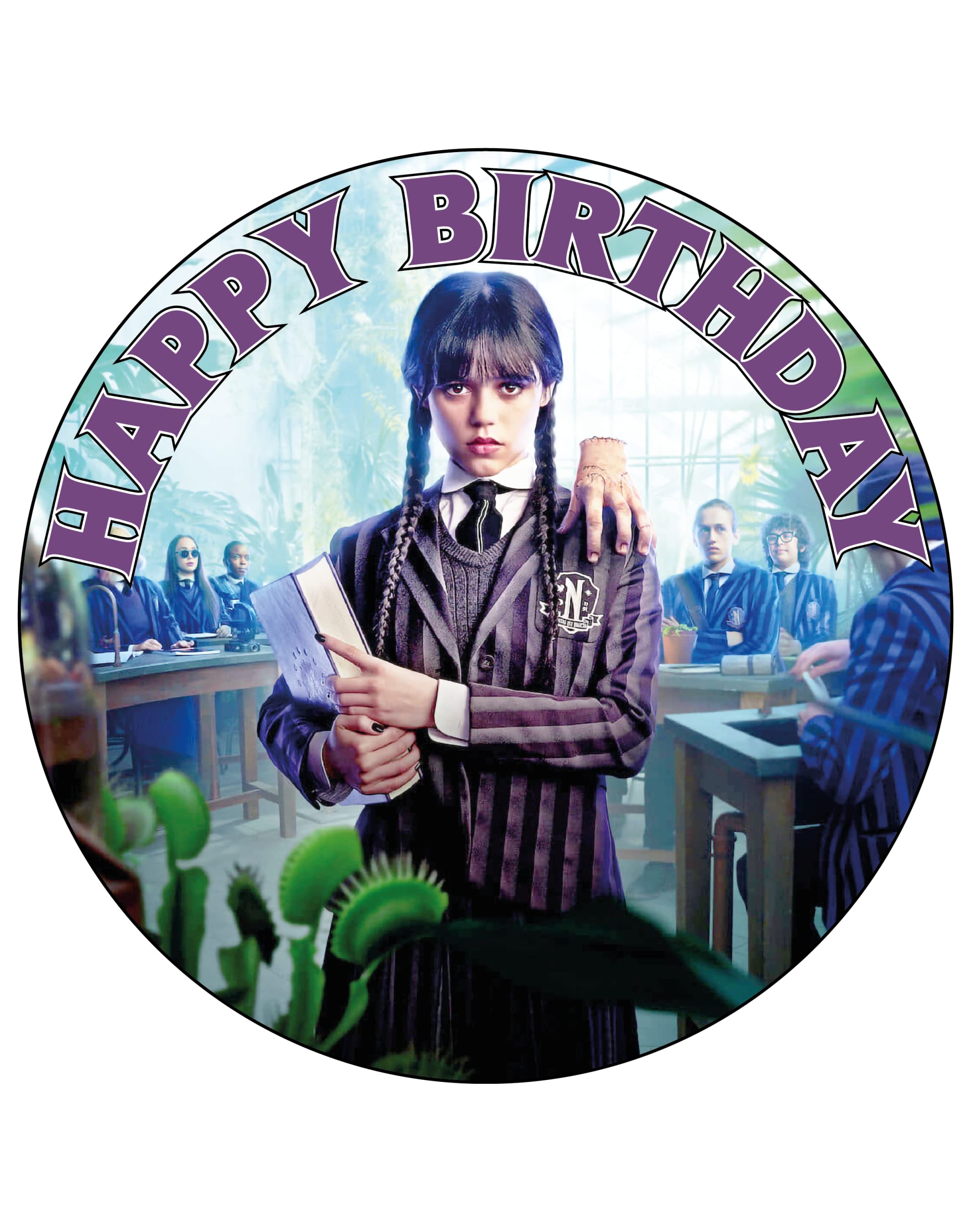 Amazon.com: 7.5 Inch Wednesday Cake Topper – Round Edible Birthday Cake ...
