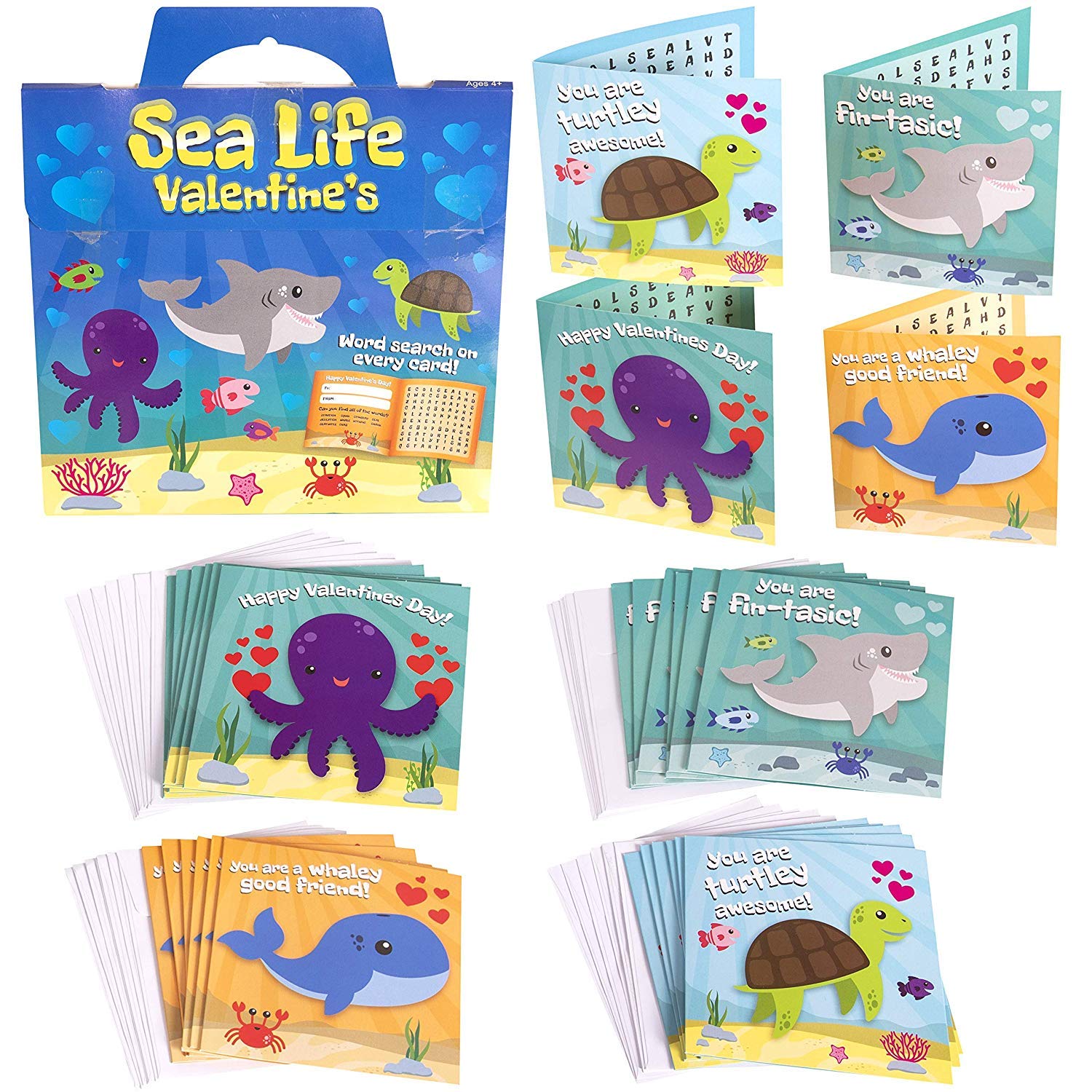 Buy Red Robin Greetings Kids Valentine Cards 28 Count Sea Life Word buy-red-robin-greetings-kids-valentine-cards-28-count-sea-life-word