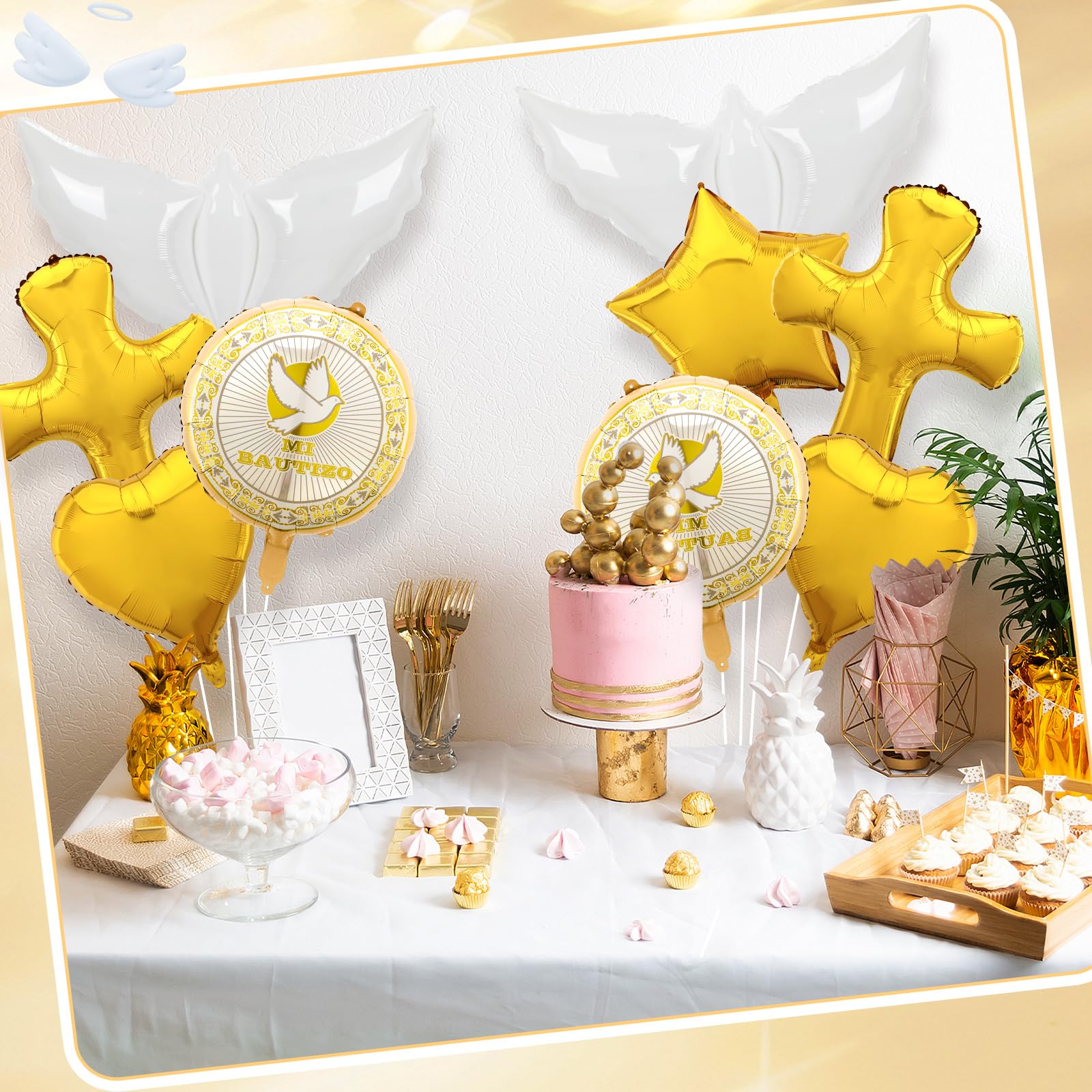 Snapklik.com : 10Pcs First Communion Foil Balloons Decorations, Cross ...