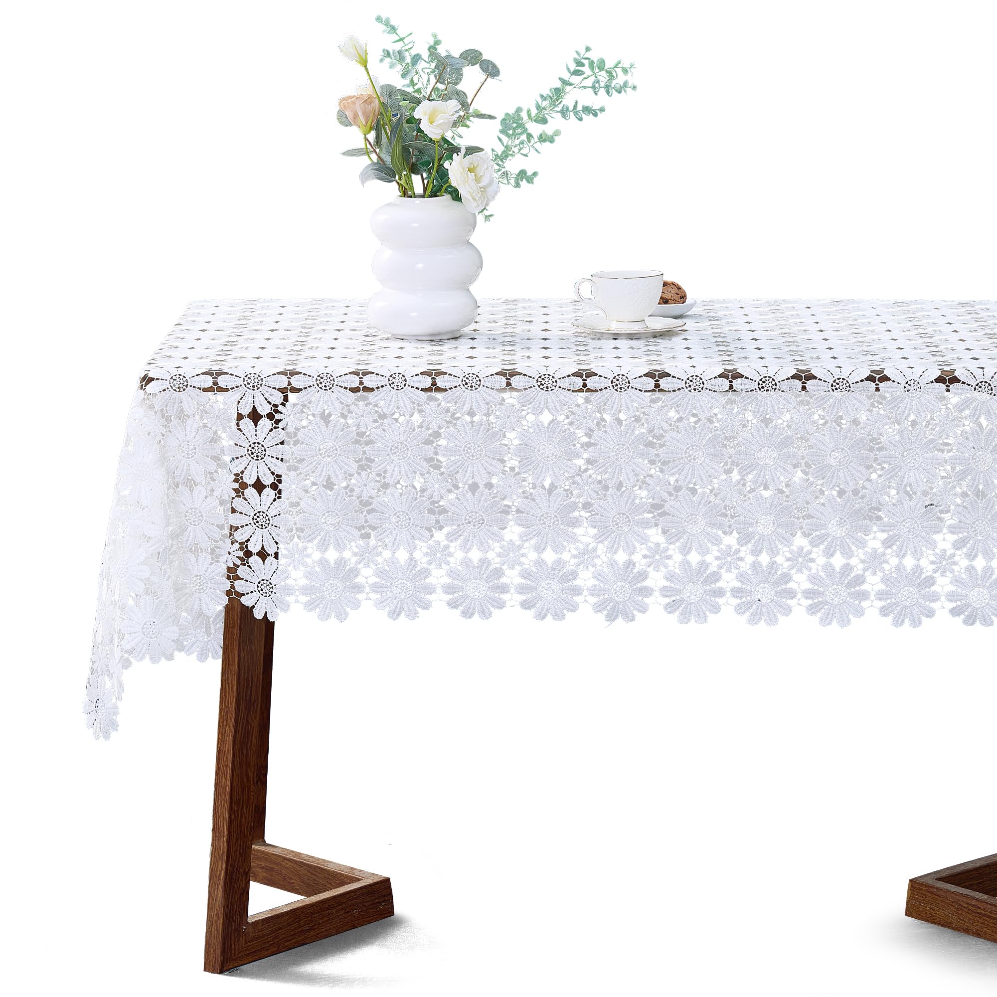 Amazon.com: StylVista Premium White Lace Tablecloth,Embroidered Antique ...