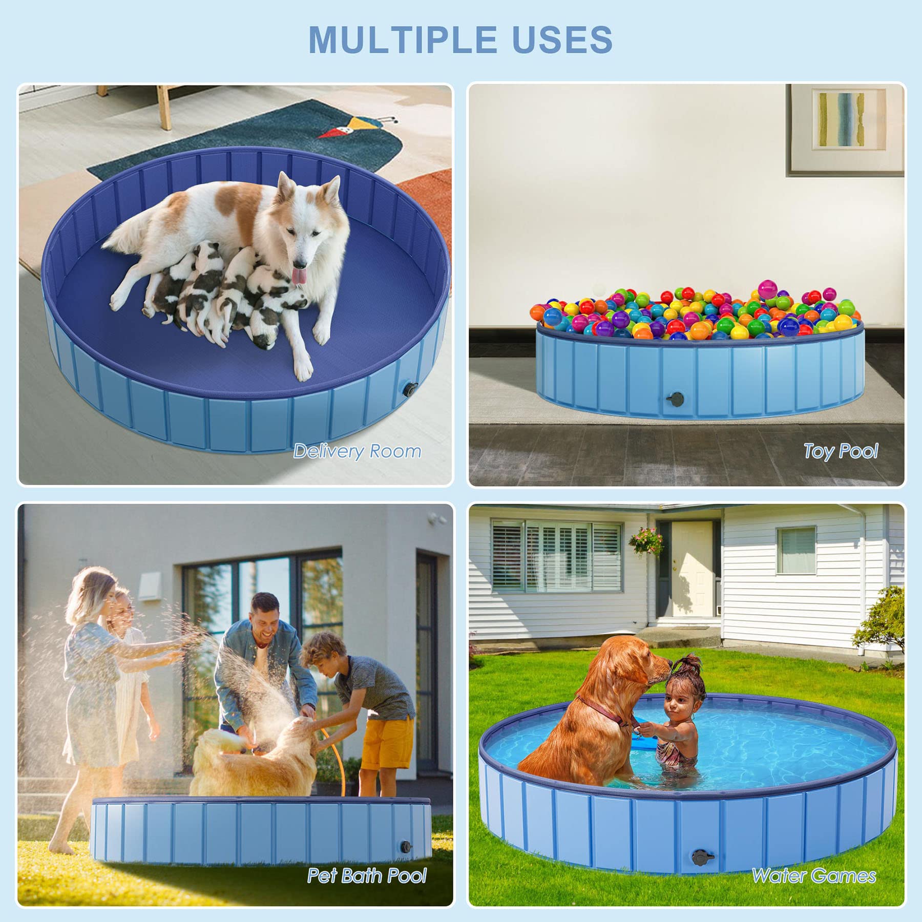 Snapklik.com : Foldable Dog Pet Pool, Collapsible Dog Pool Pet Bath ...