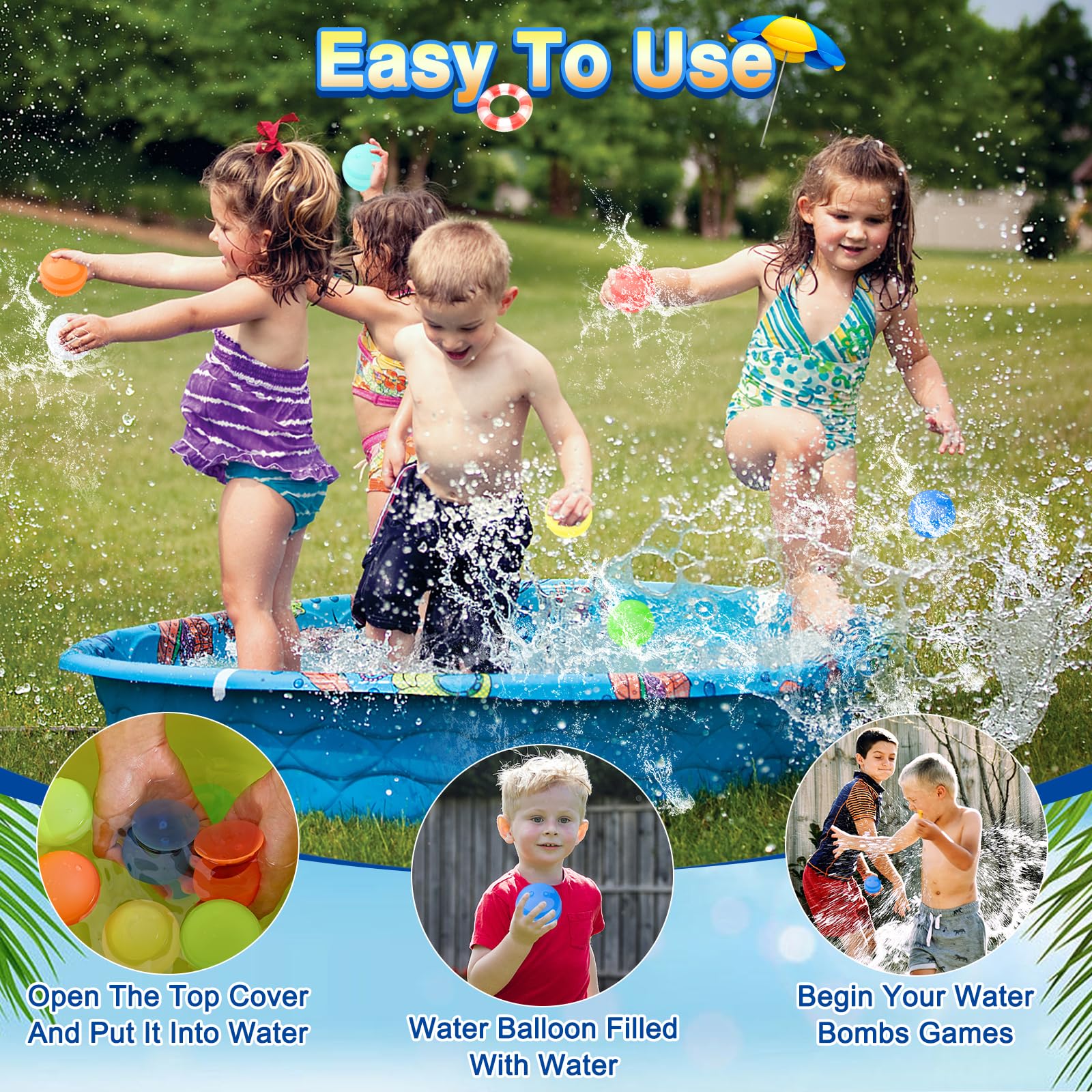 Snapklik.com : Genuvi Reusable Water Balloons For Kids 24 PCS Quick ...