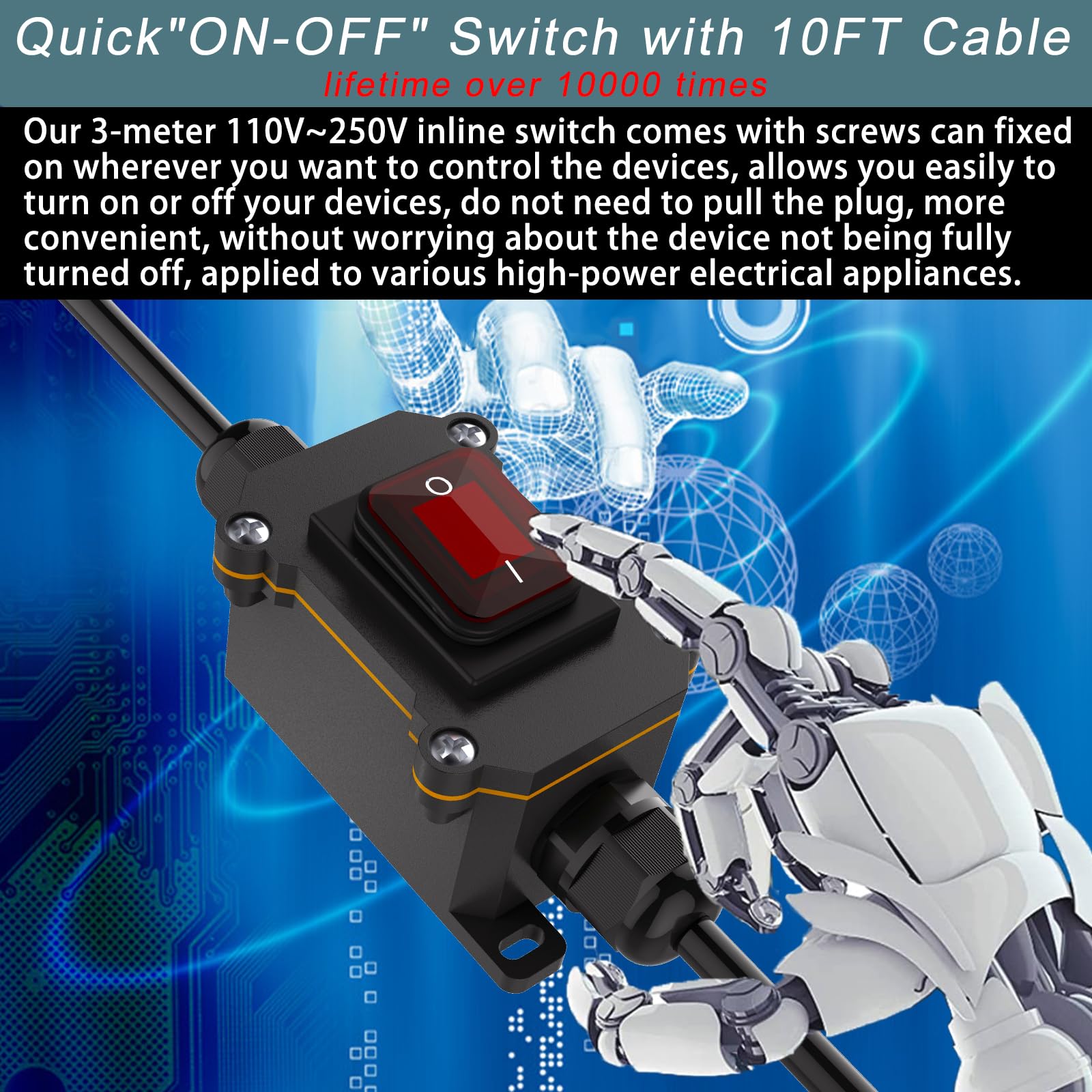 Snapklik.com : KarlKers Inline Switch AC 20A 125V DPST Inline Cord ...