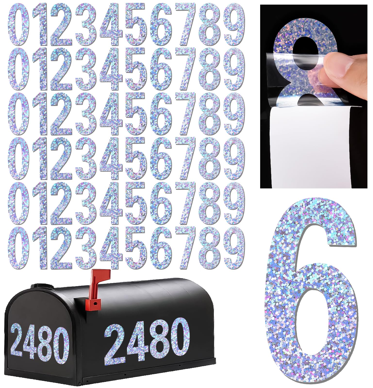 Amazon.com: Reflective Mailbox Numbers Sticker - Holographic Vinyl ...