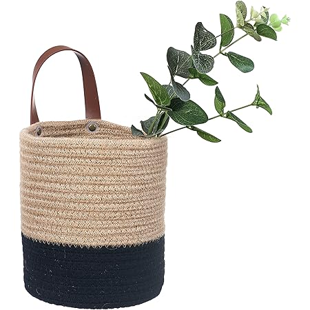 Amazon.com - SOQKEEN Cotton Rope Hanging Basket 2 Pcs Round Small Wall ...