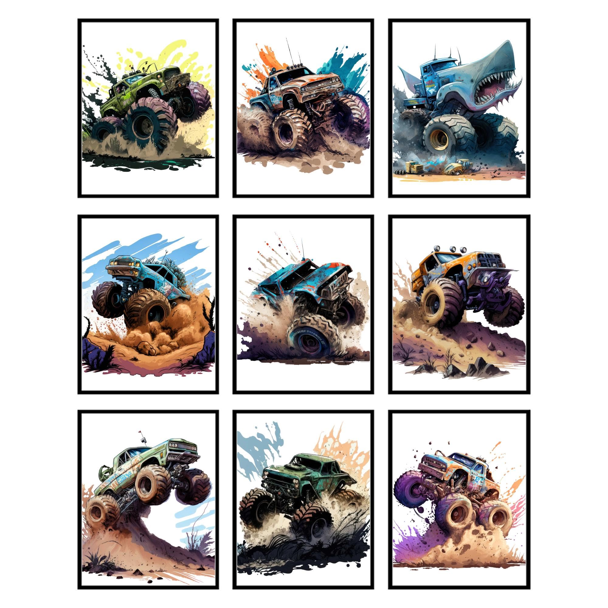 Amazon.com: BigWig Prints Monster Truck Poster Set - Monster Truck Wall ...