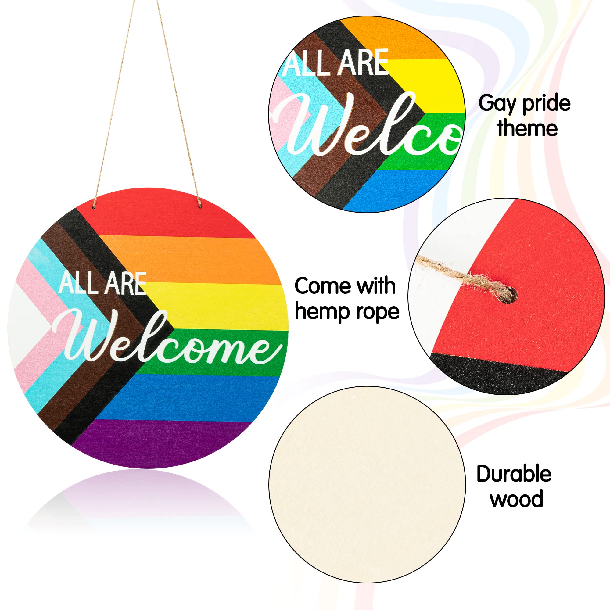 Colorful Wooden Hanging Art Rainbow Welcome Wooden Sign - Boho Wall ...