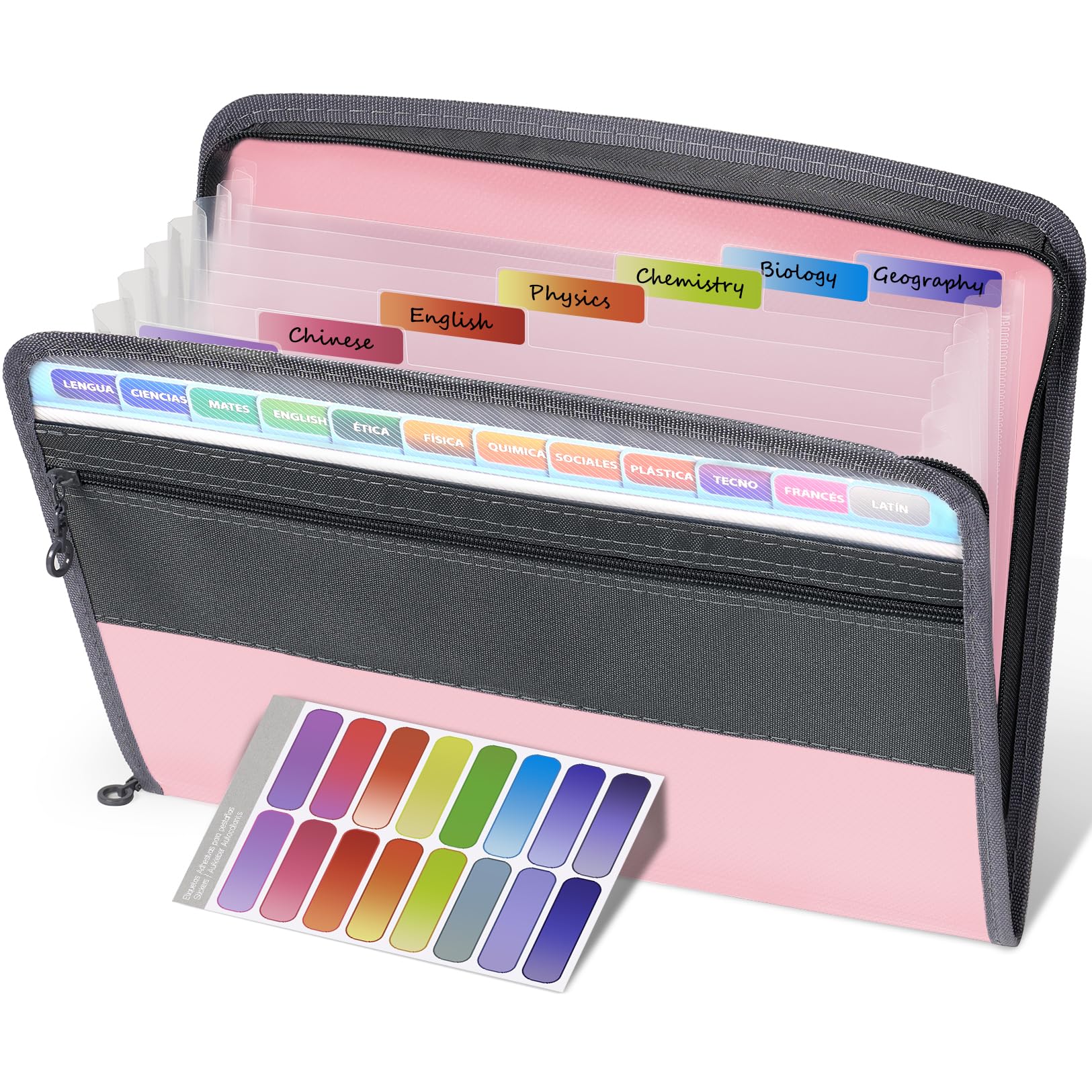 Amazon.com : Sooez Accordion File Organizer with Safe Zipper, 8 Pocket ...