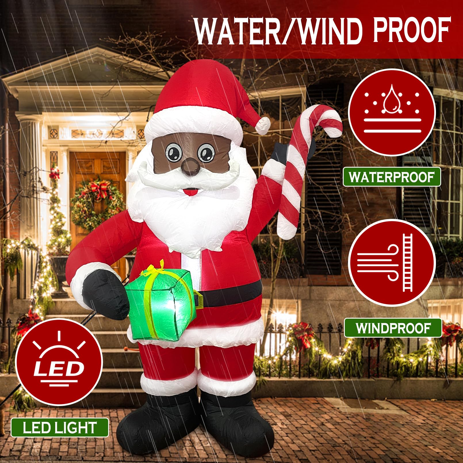 Guoofu Christmas Inflatables, Black Santa Claus Inflatable Decoration ...