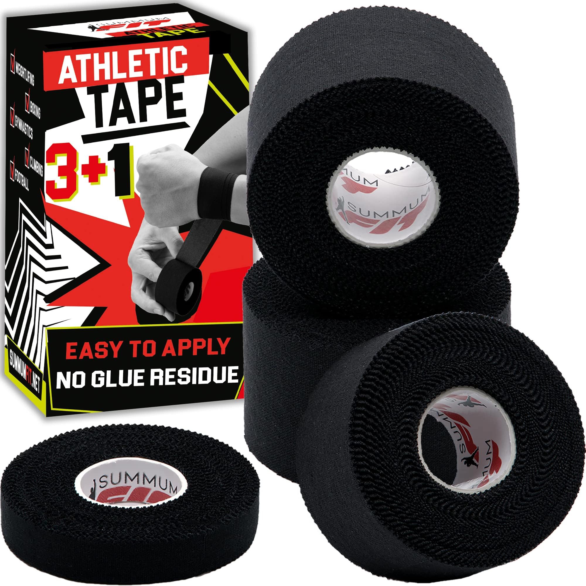 Amazon.com: Athletic Tape Black Extremely Strong: 3 Rolls + 1 Finger ...
