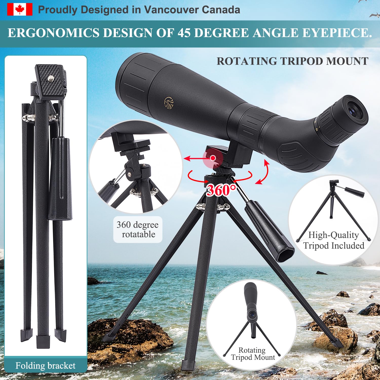 Fetch Falcon FMC HD Spotting Scope 20-60X60(2023 Third Generation ...