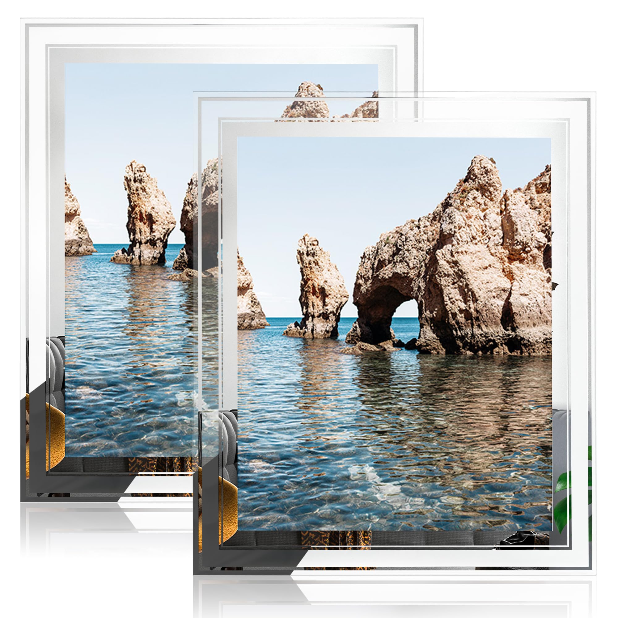 Amazon.com: Flocey 8x10 Picture Frame Set of 2, Glass Photo Frames 8 x ...