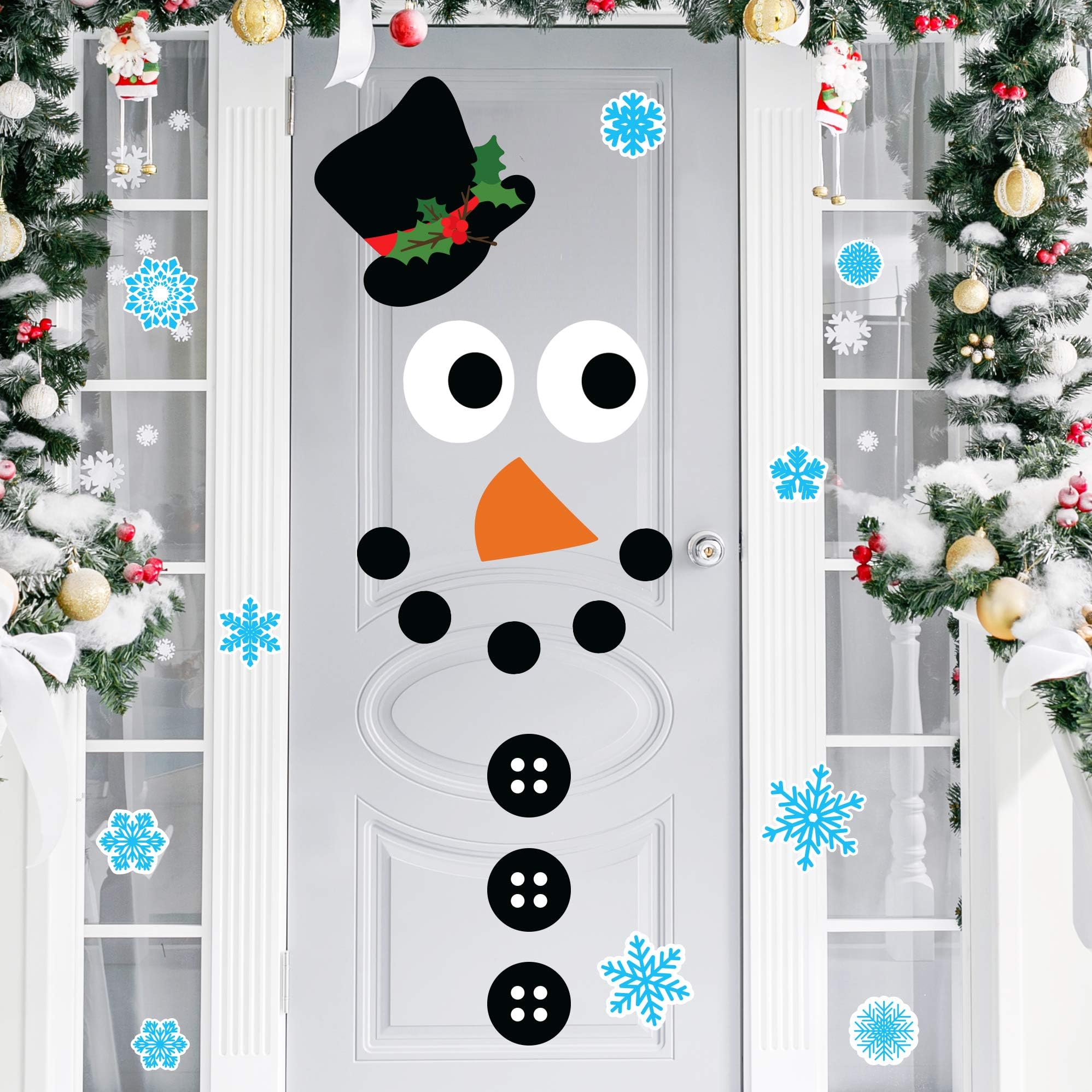 Amazon.com: 8 Sheets Christmas Door Sticker Decorations - Luminous ...
