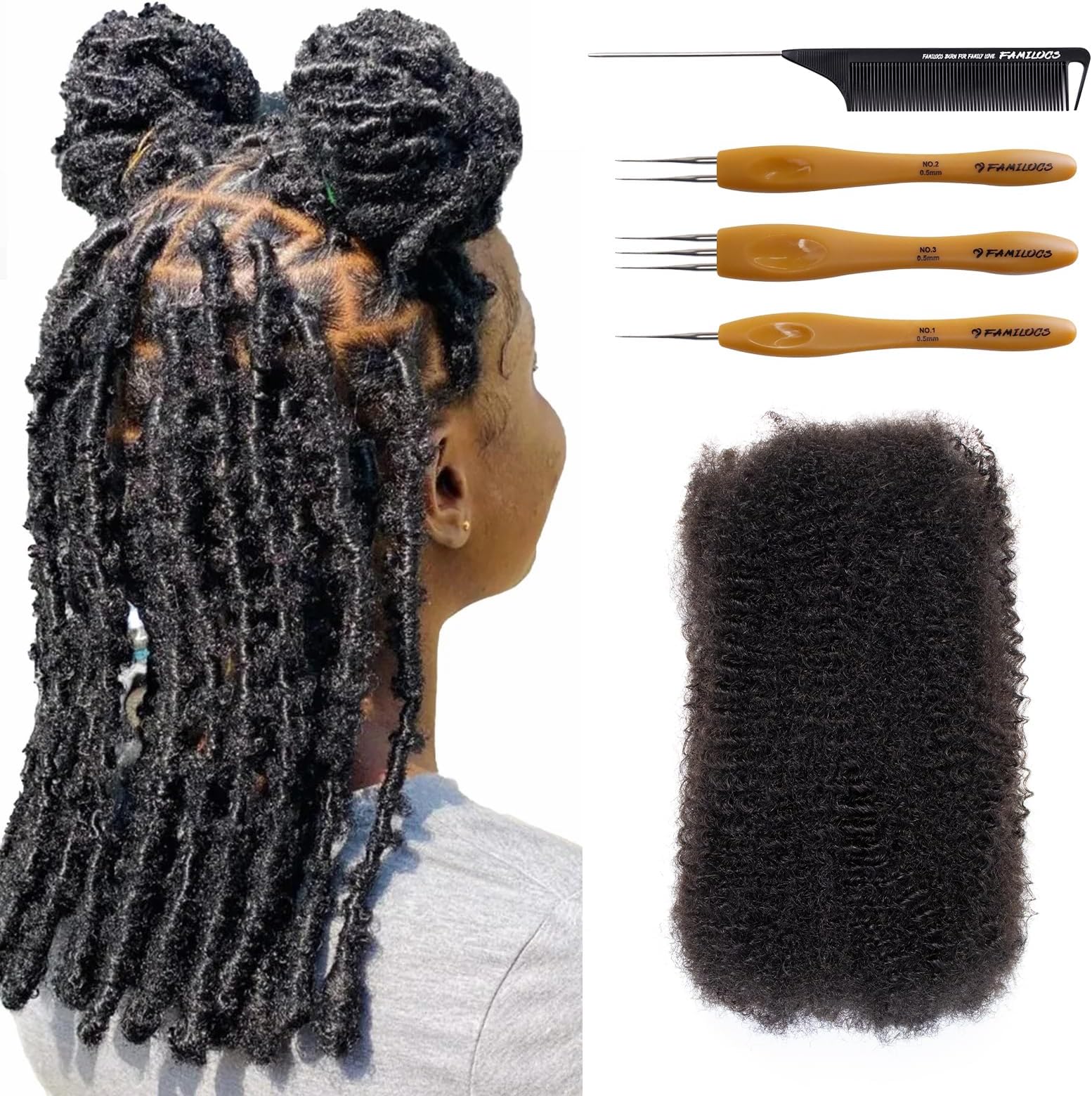Amazon.com : Afro Kinkys 100% Human Hair Bundles for Loc Repair, Kinky ...
