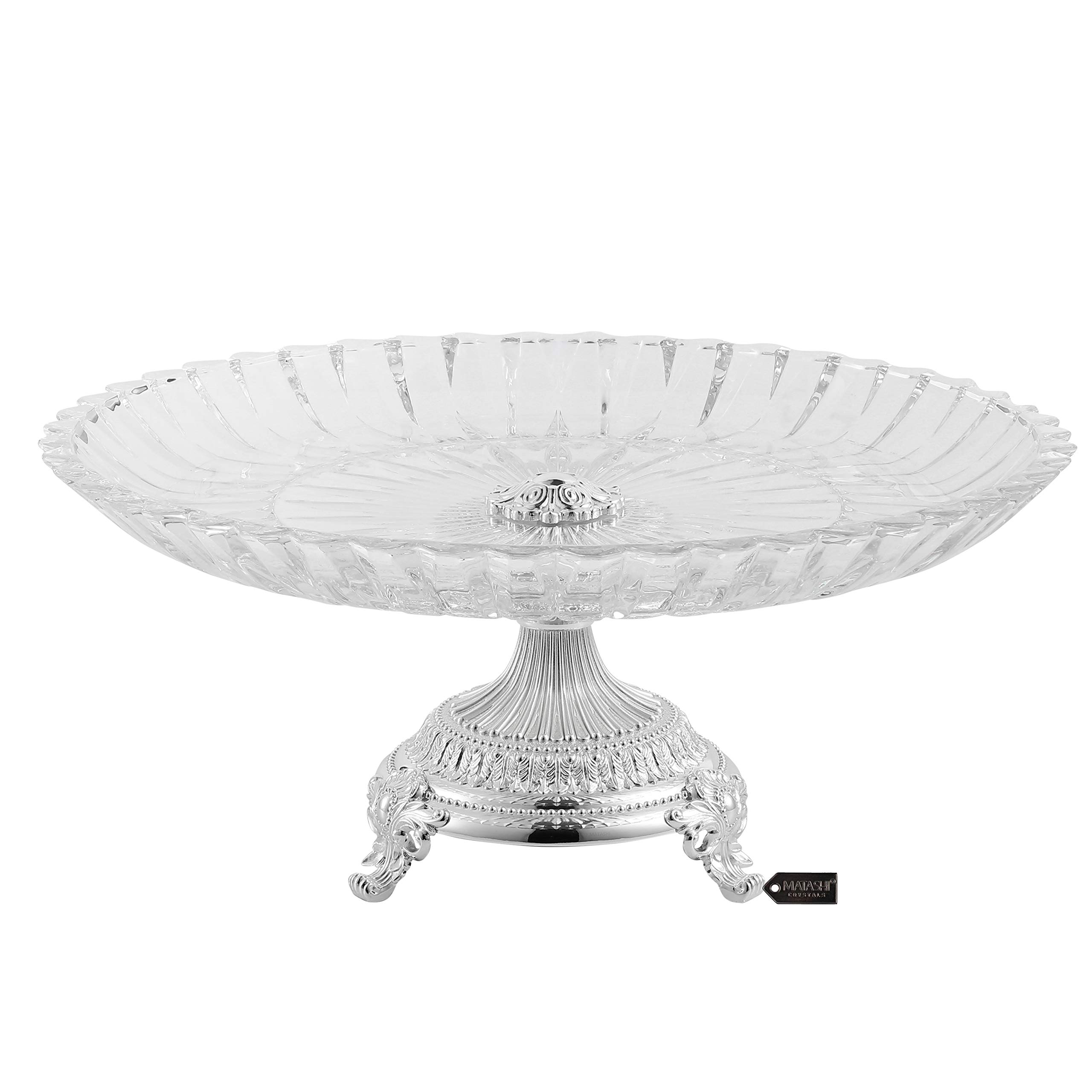 Amazon.com: Matashi Crystal Cake Plate Decorative Dish, Round Serving ...