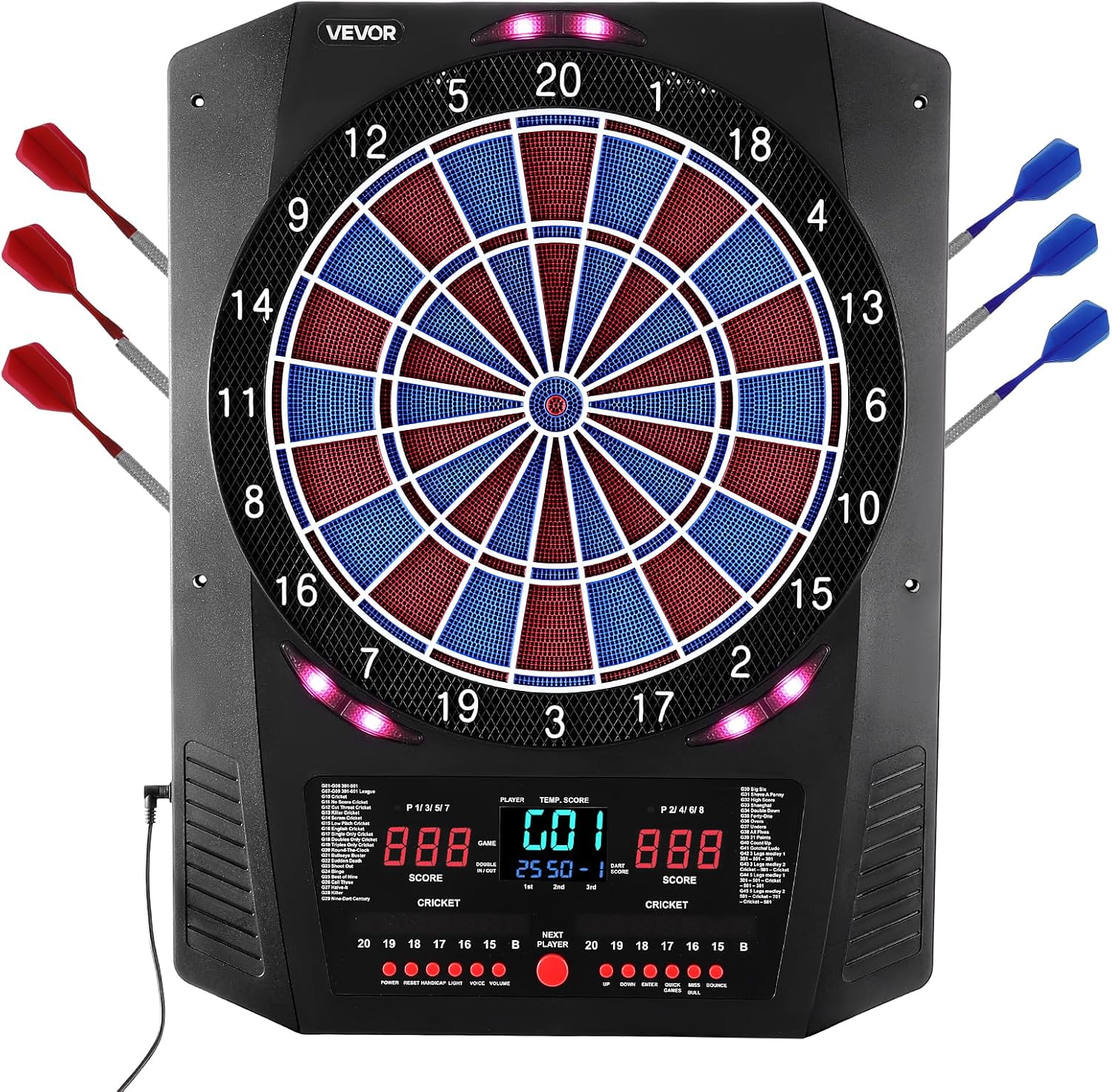 VEVOR Electronic Dart Board, 13.5" Target Dartboard with 45 Games & 474 ...