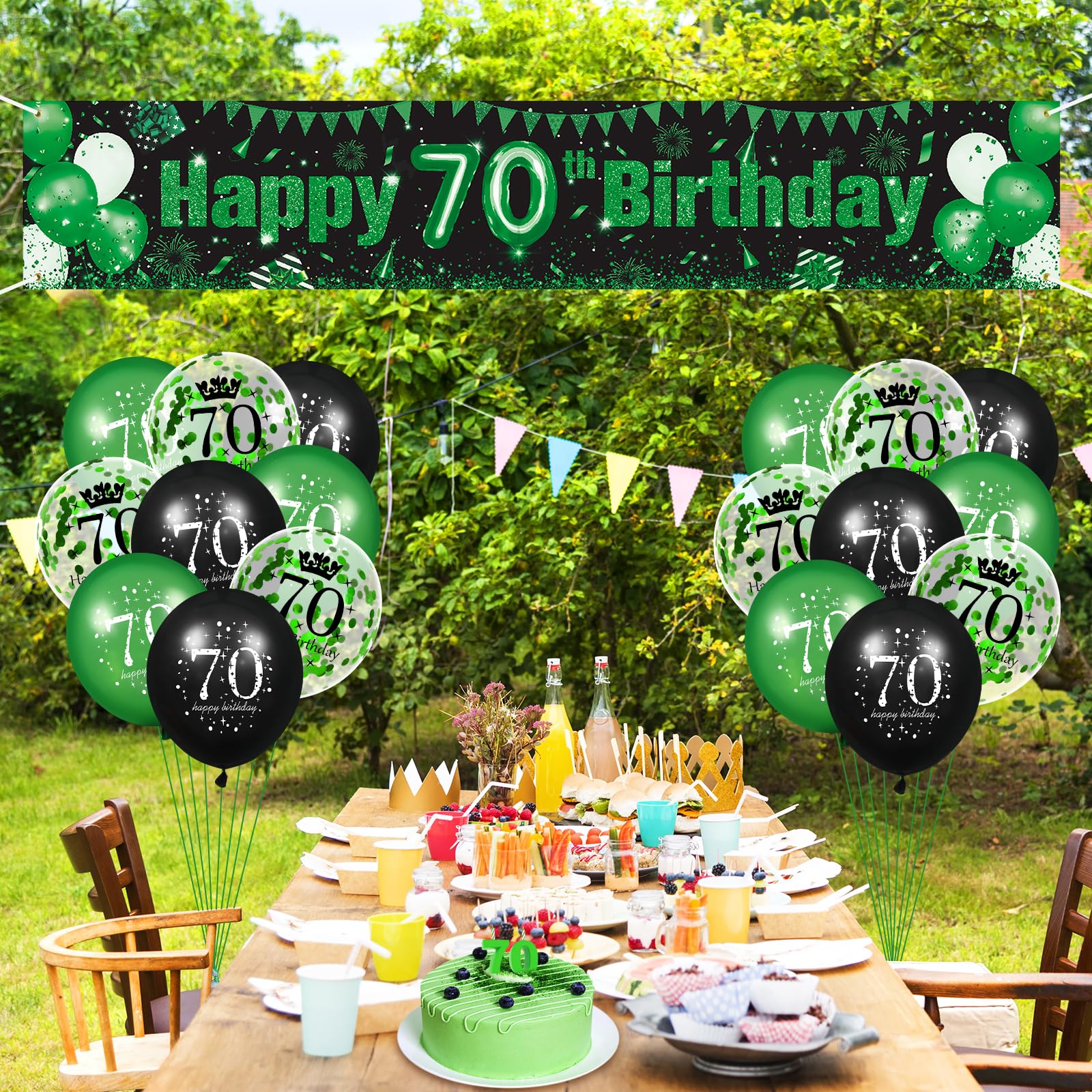 Snapklik.com : 70th Birthday Decor - Green & Black Happy Birthday ...