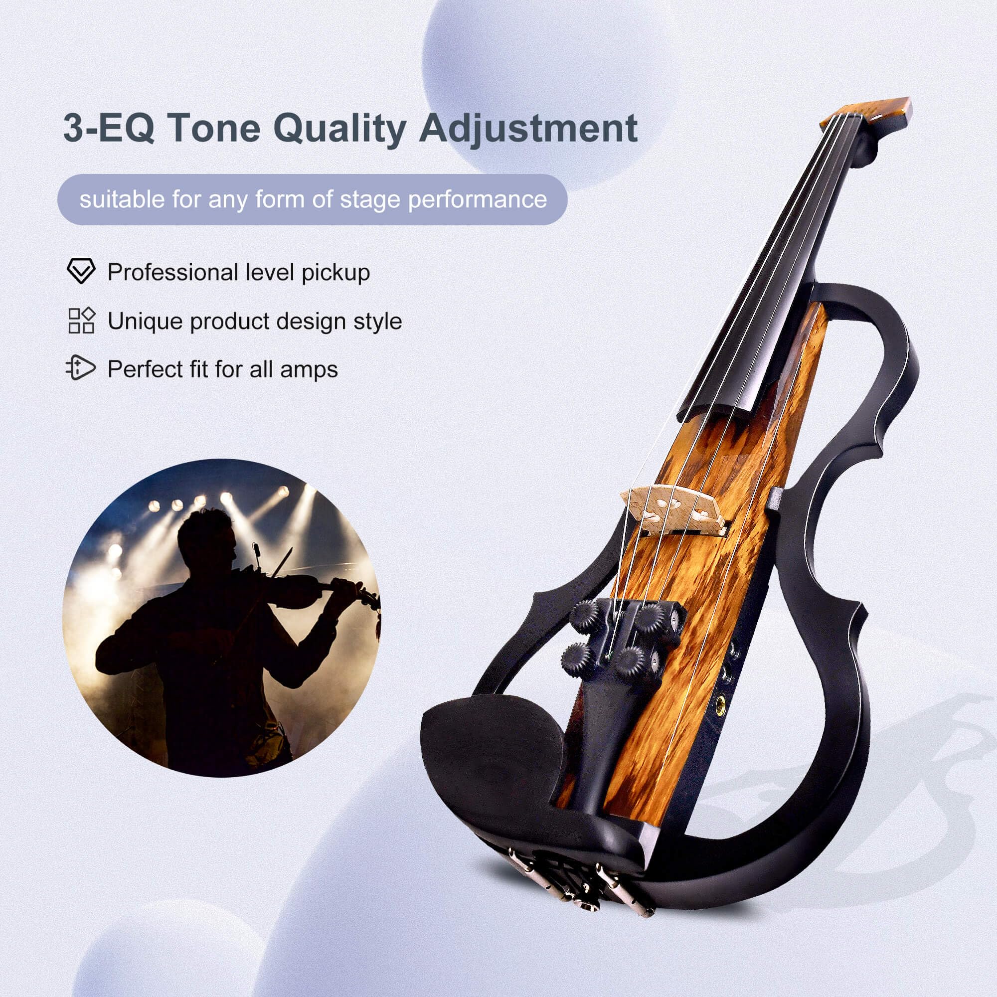 Snapklik.com : Premium Carbon Fiber Silent Electric Violin Full Size 4/ ...