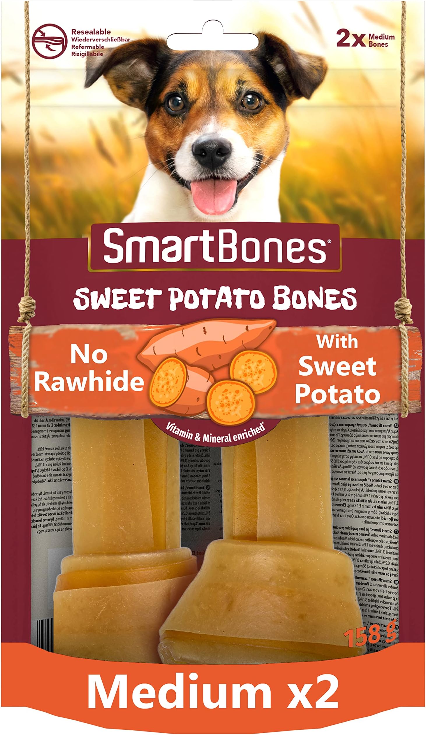 Smartbones 2 Medium Sweet Potato Bones Rawhide Free Chew Dog Treats ...