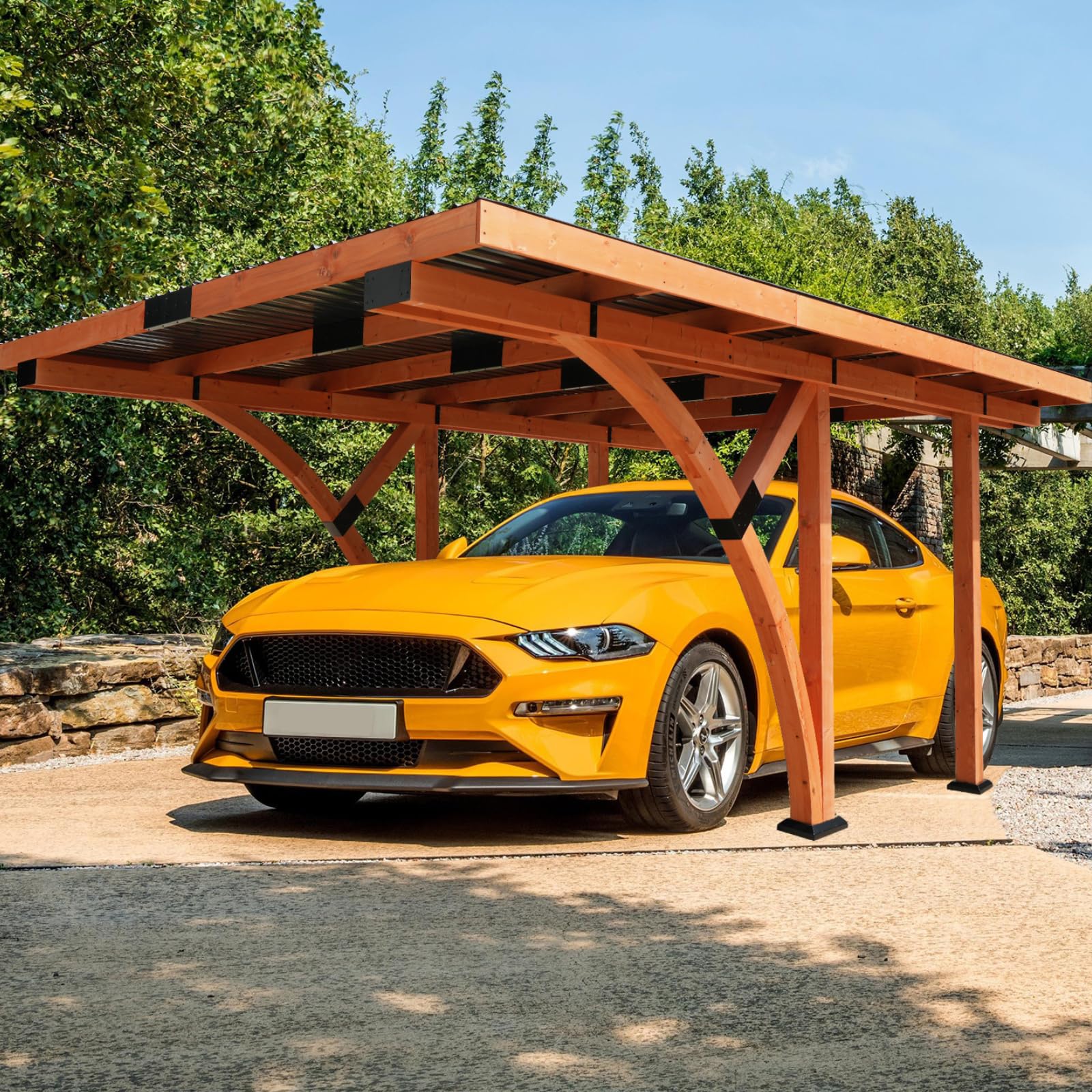 Amazon.com: Beneouya 12.6 x 18.3 FT Curved Wooden Carport, Heavy Duty ...