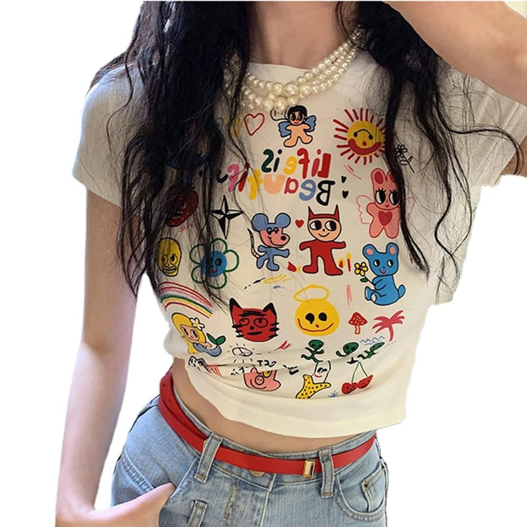 Baby Tees Graphic Tees for Women Y2k Tops Y2k Clothes Grunge Clothes ...