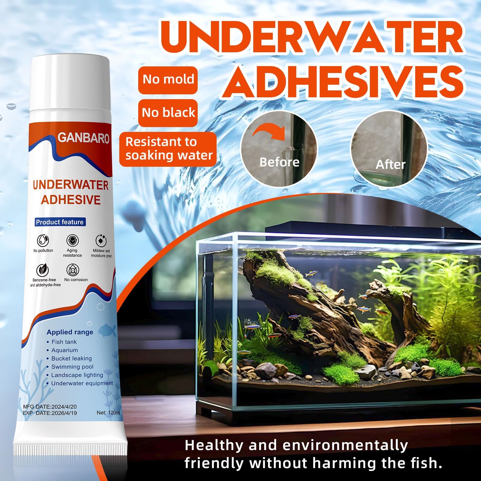 Snapklik.com : 4 Oz Underwater Sealant, Aquarium Sealant Clear, Marine ...