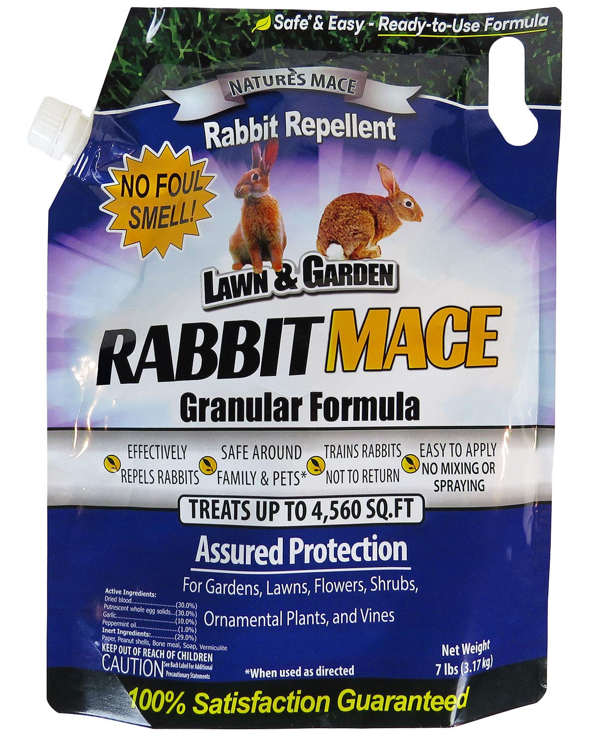Amazon.com: Nature's MACE Rabbit Repellent Granular, 7 Pounds, Treats ...
