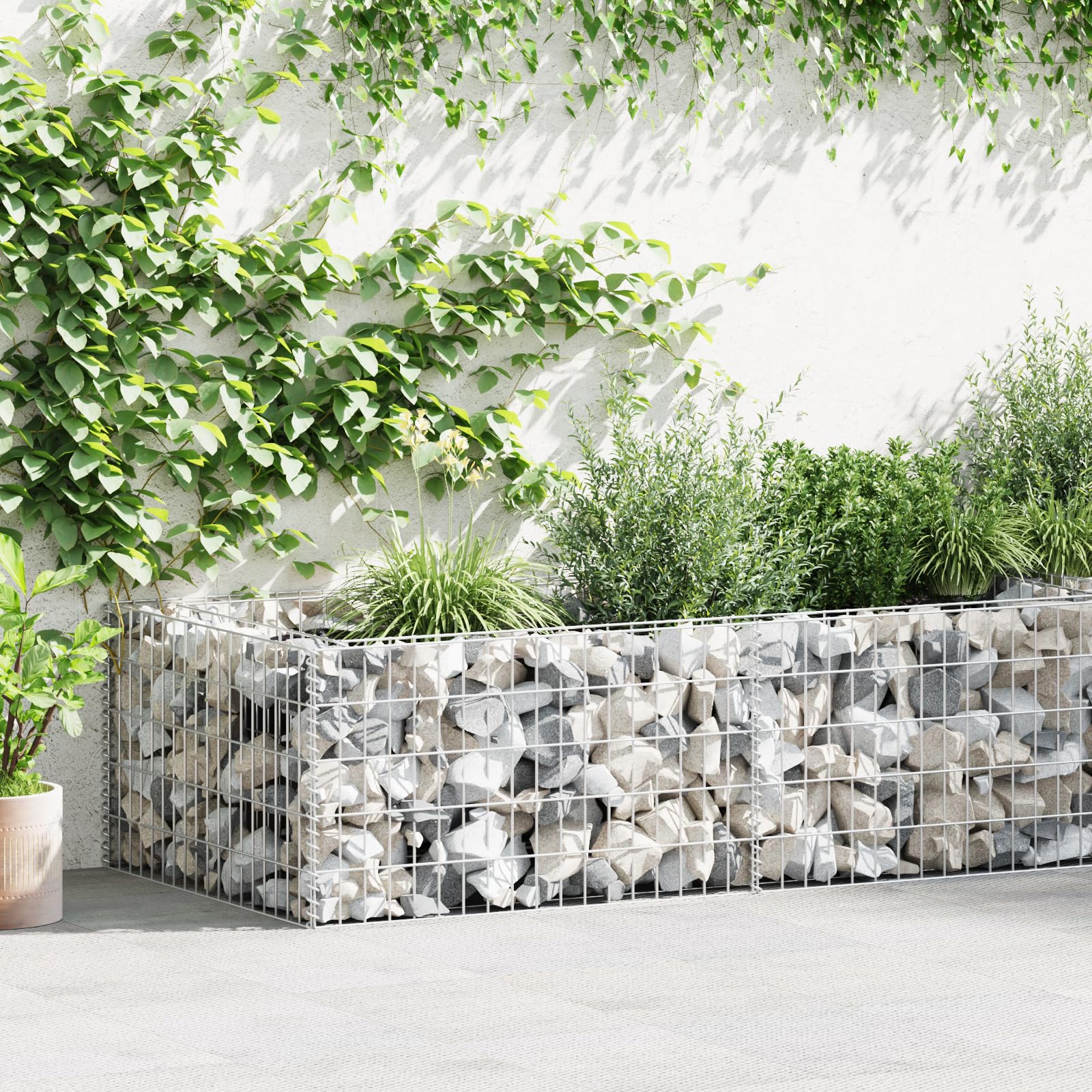 Garden Gabion Galvanised Steel Planter Use Garden Gabion Baskets In