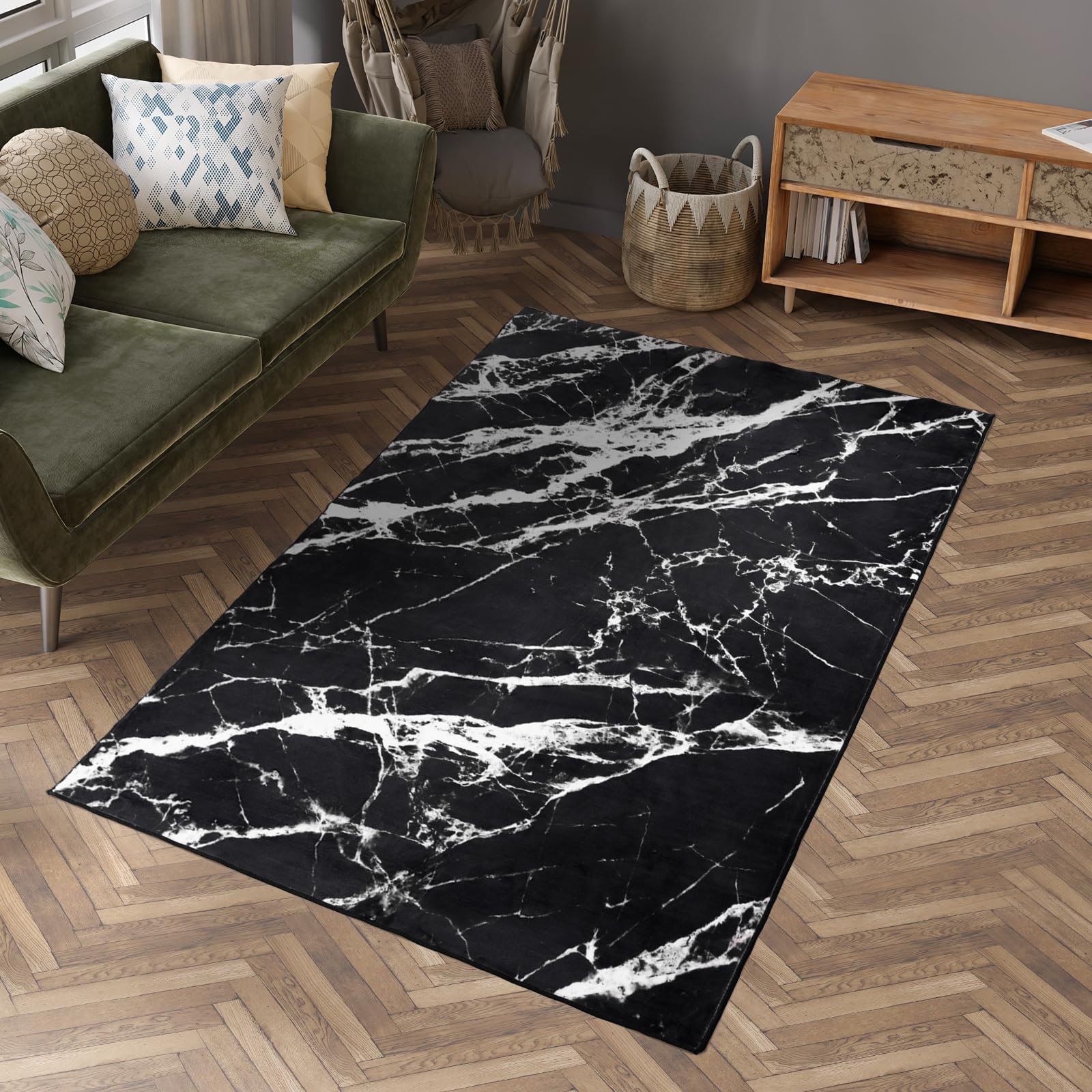 Asrug Marble Design Accent Area Rugs, Chic Soft Non-Shedding Washable ...