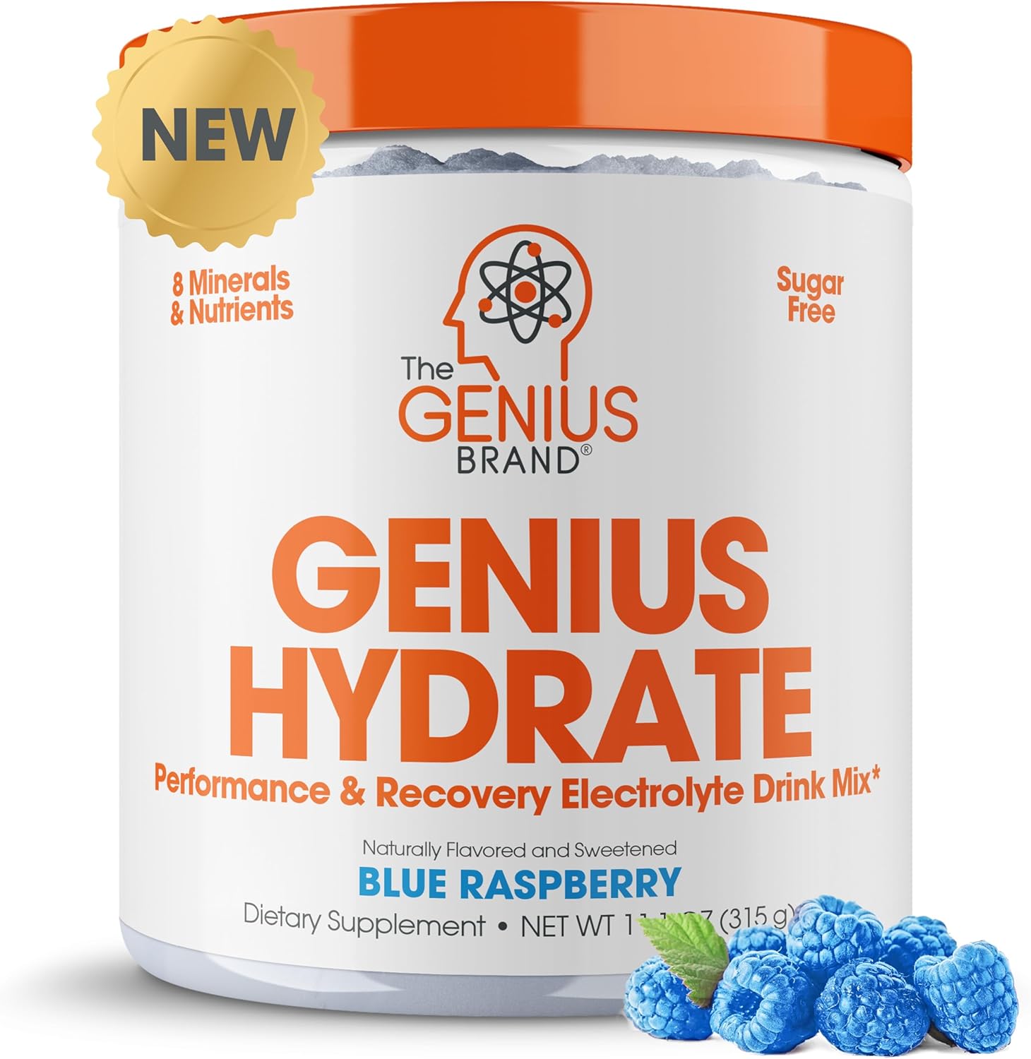 Amazon.com: Genius Hydrate Powder Drink Mix Blue Raspberry 50 Servings ...
