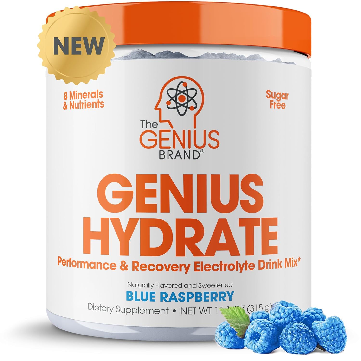 Amazon.com: Genius Hydrate Powder Drink Mix Blue Raspberry 50 Servings ...