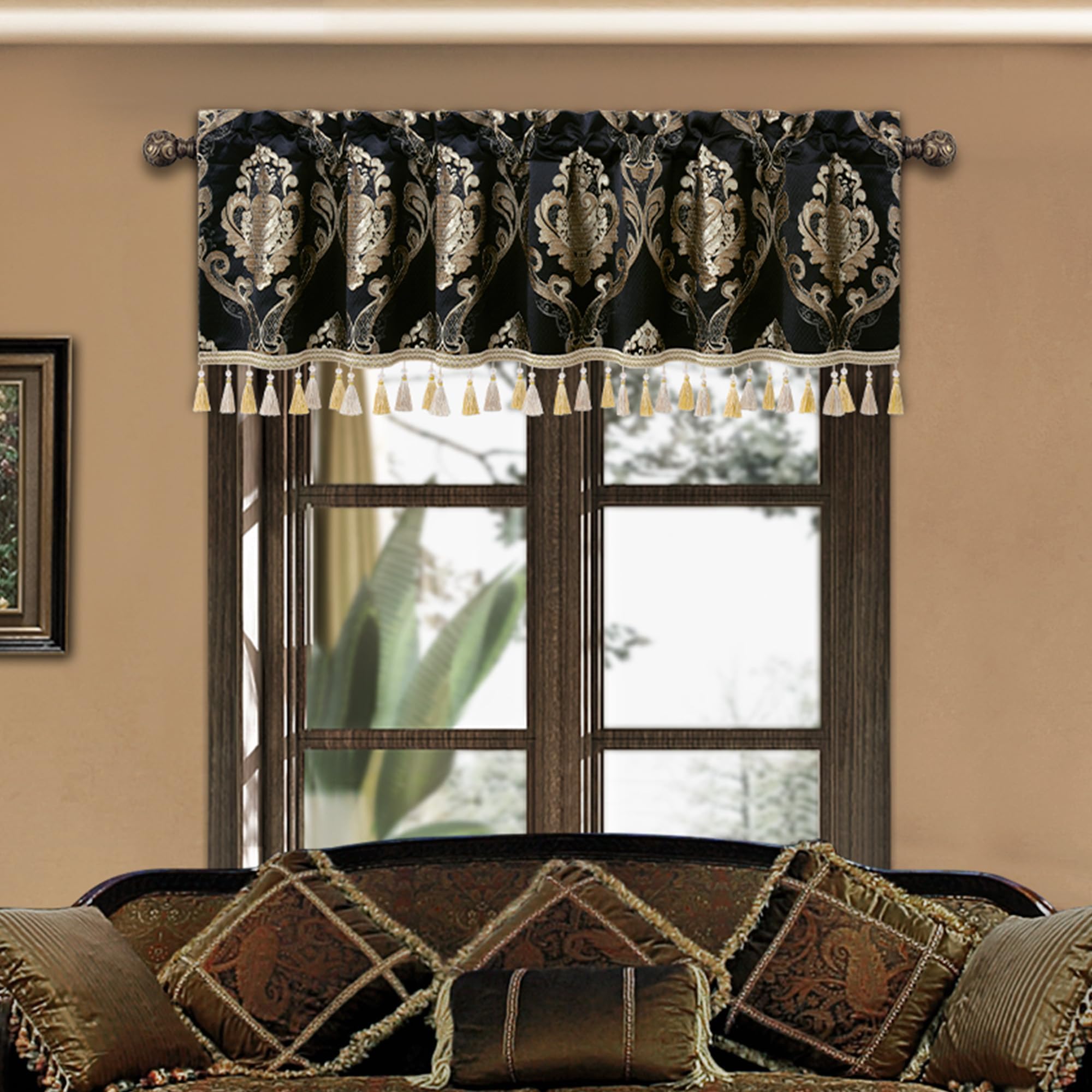 Amazon.com: Five Queens Court Reilly Ascot Crystal Tassel Fringe Window ...