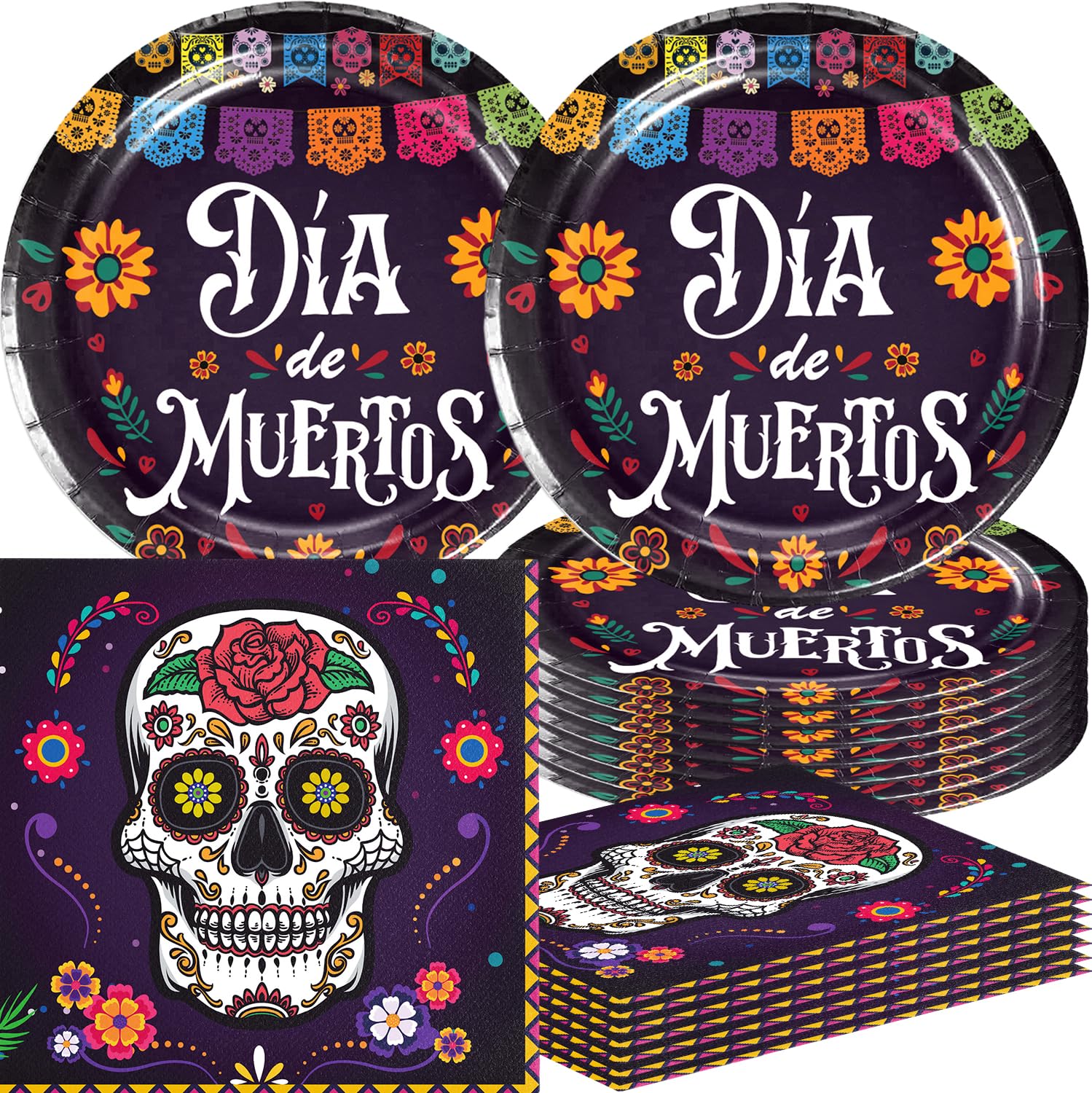 40pcs Day of the Dead Party Supplies Mexican Carnival Sugar Skull Day ...