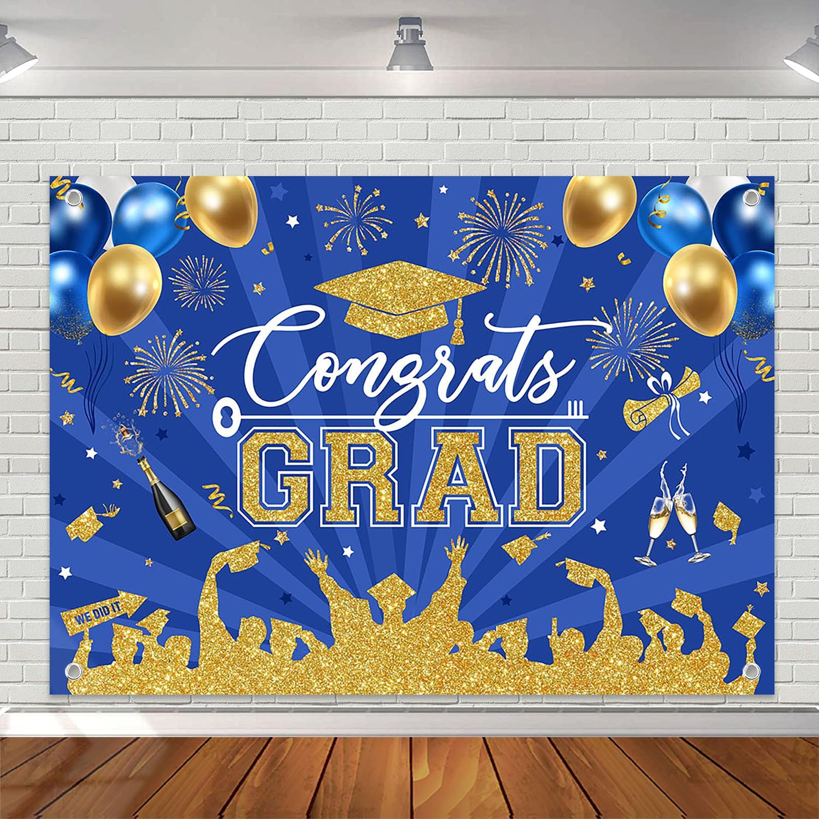 Amazon.com : Avezano Blue and Gold Graduation Decoration 2024 Congrats ...
