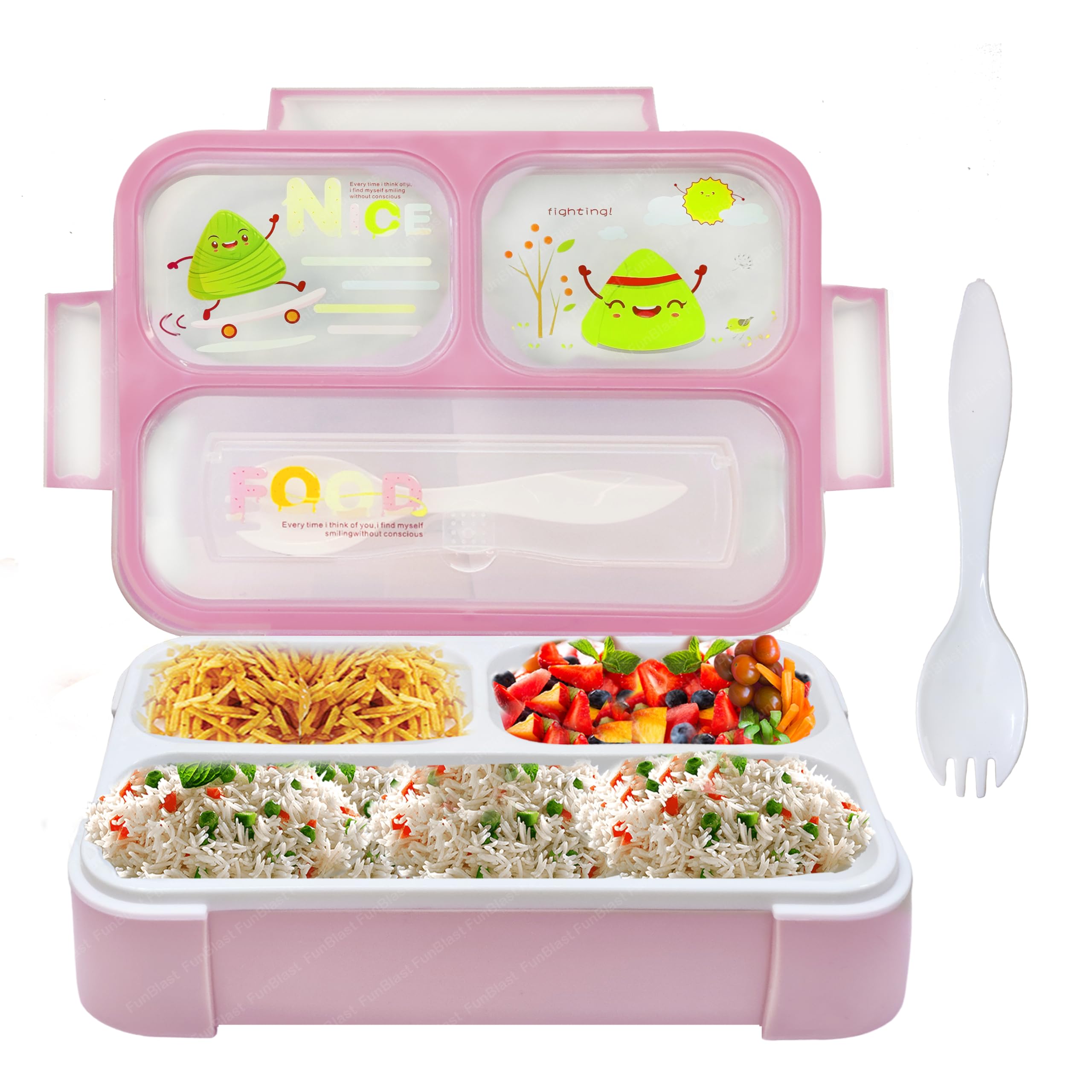 FunBlast Bento Lunch Box for Kids, 3 Compartment Kids Lunch Box, Leak ...