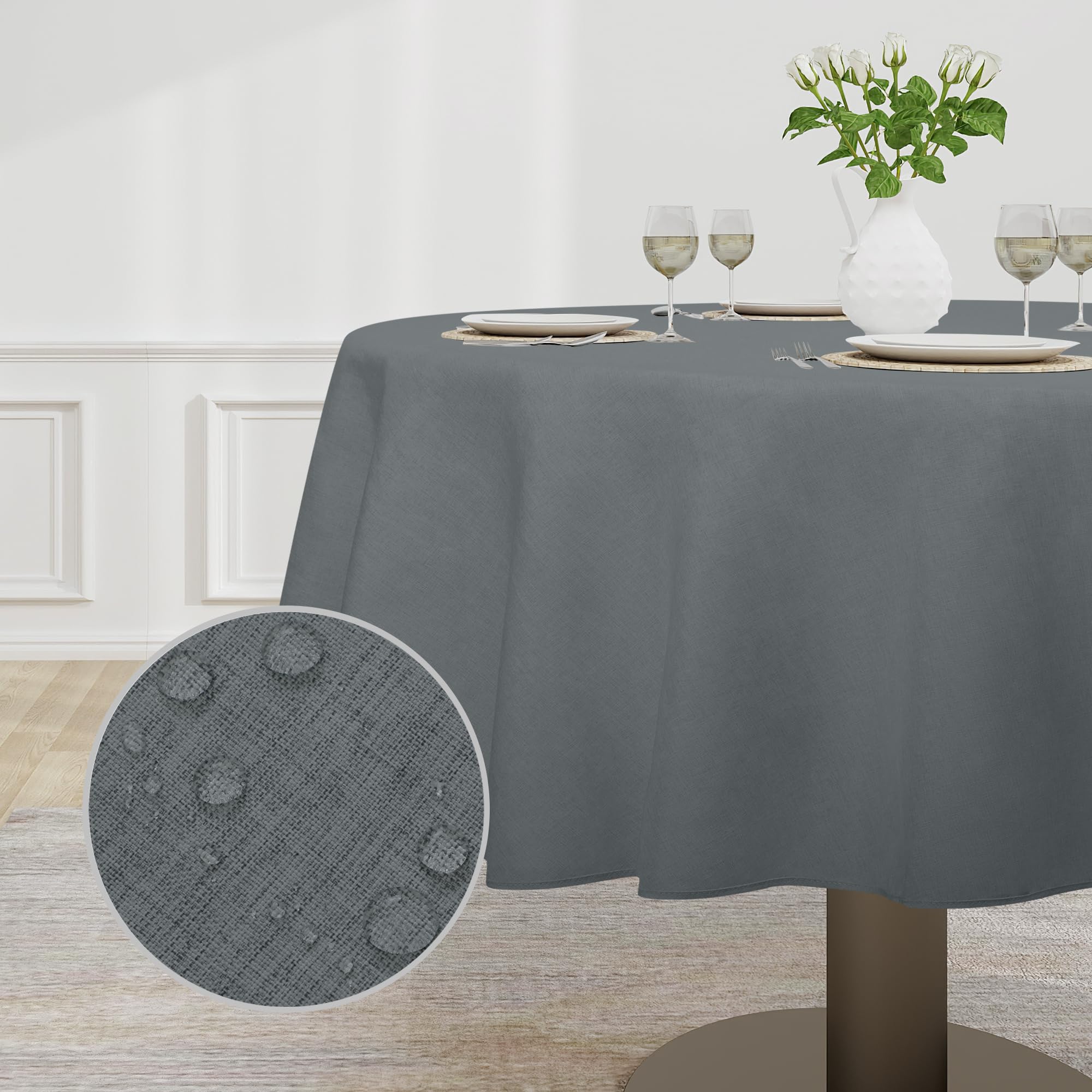 Amazon.com: Easy-Going Faux Linen Waterproof Spill-Proof Tablecloth ...
