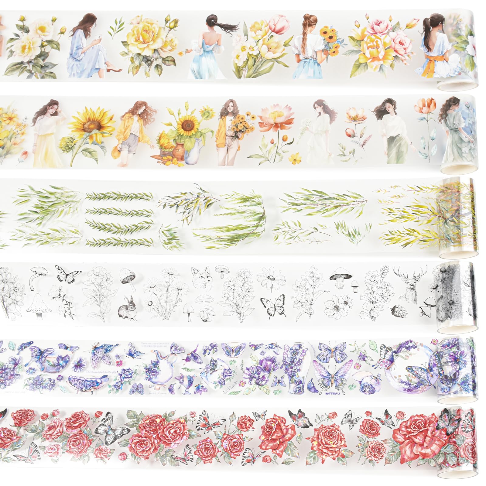 Snapklik.com : Temiary 6 Rolls PET Washi Tapes, Floral Tape Set For ...