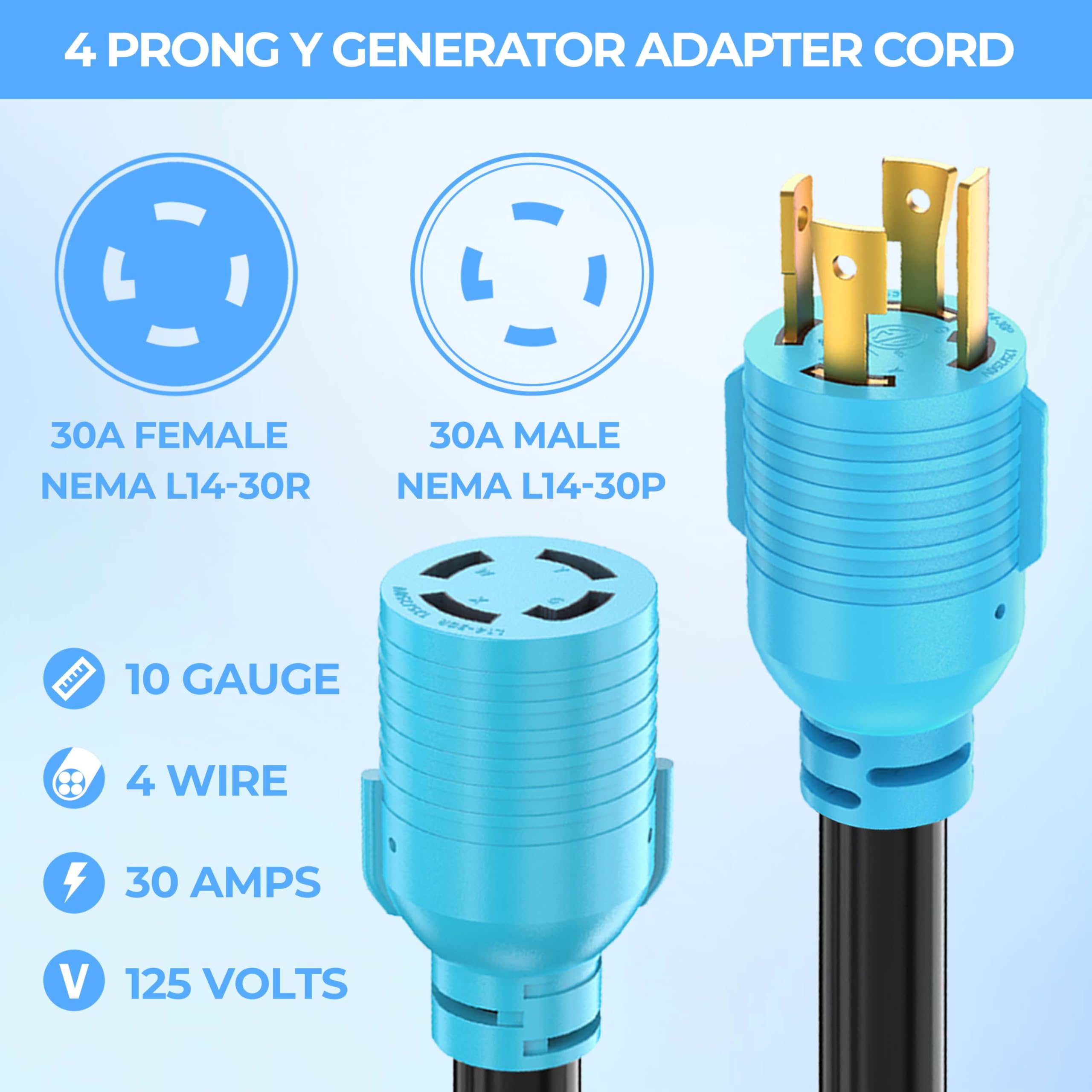Snapklik.com : CircleCord 4 Prong 30 Amp Generator Splitter Y Adapter