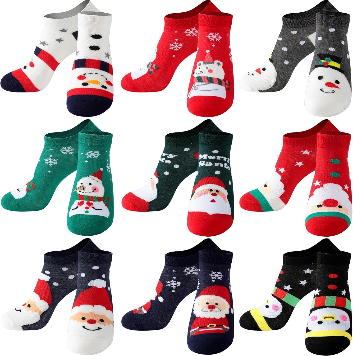 Amazon.com: JaGely 9 Pairs of Christmas Socks Cute Ankle Socks Holiday ...