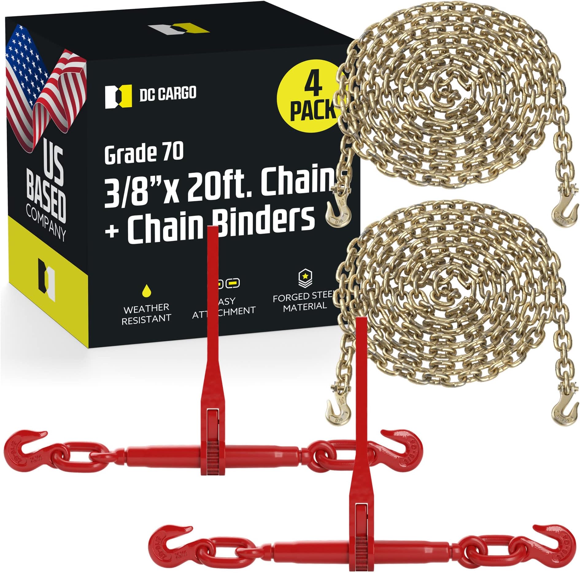 Amazon.com: VULCAN Binder Chain with Clevis Grab Hooks - Grade 70-3/8 ...
