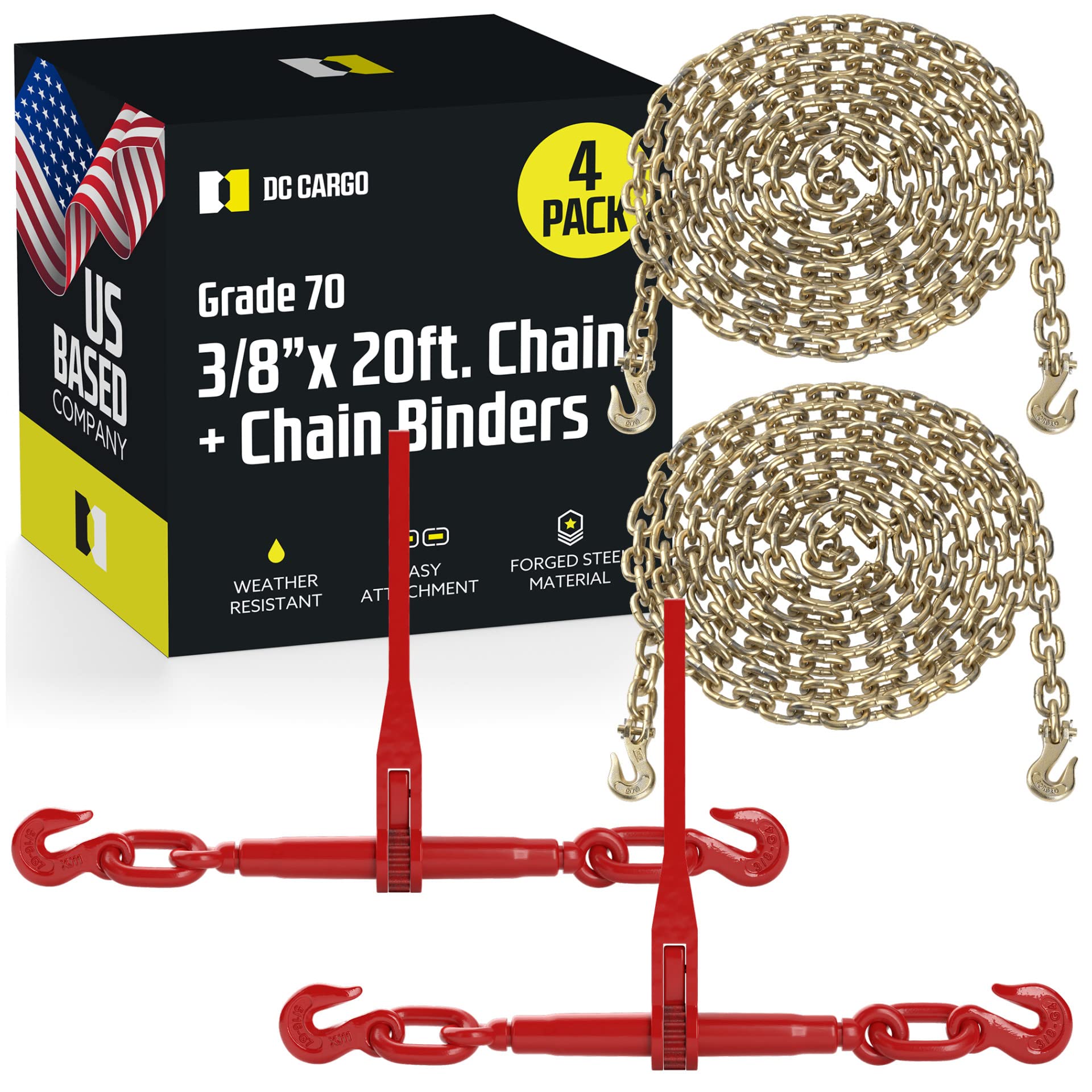 Amazon.com: DC Cargo Chain Binder Kit (2 Sets) | 3/8" Grade 70 Extra ...