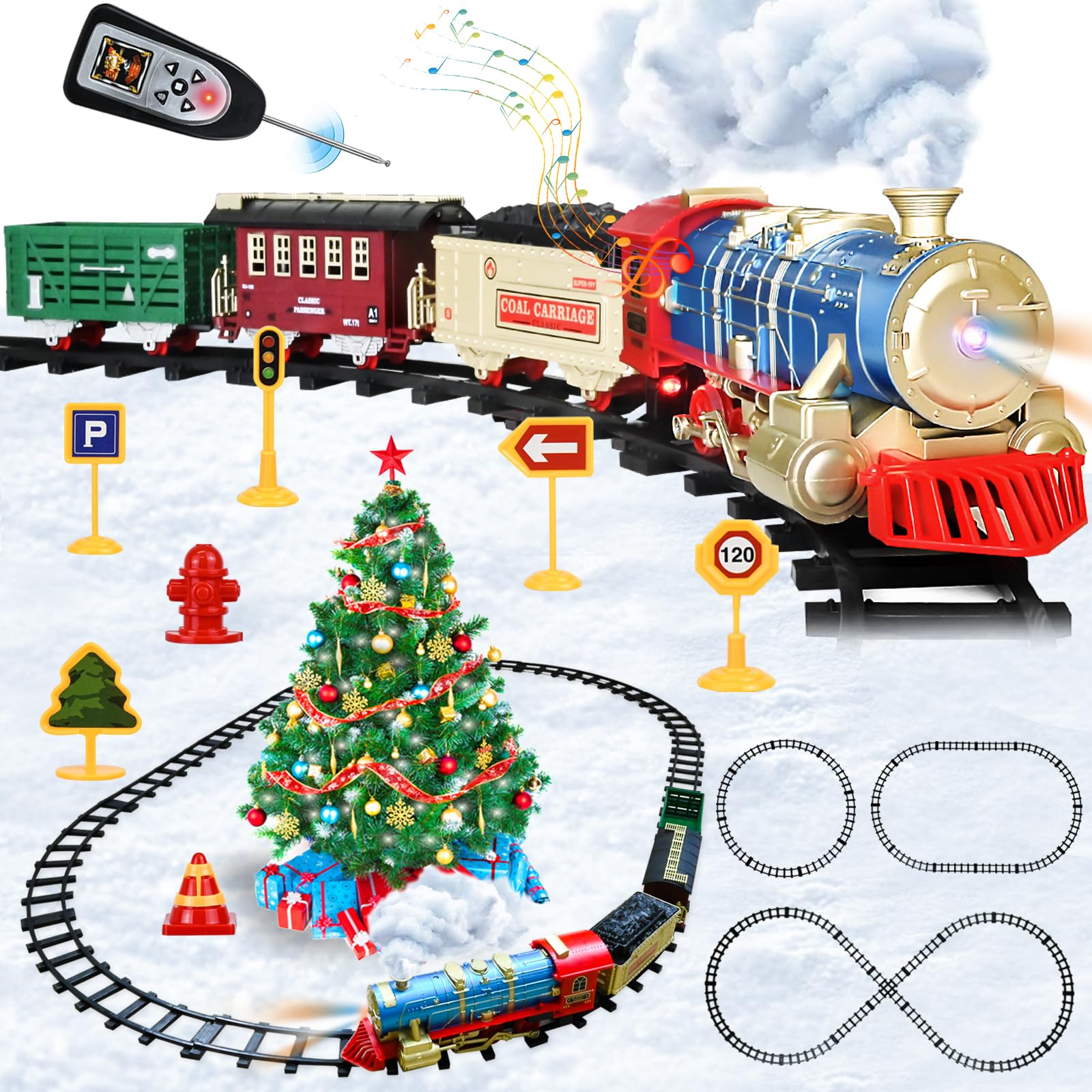 Neragron Train Sets for Kids, Electric Train Track Set with Remote ...
