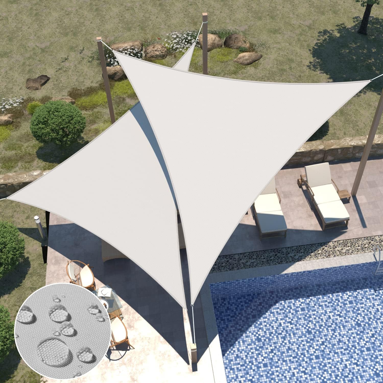 Amazon.com : ECOOPTS 10'x10'x10' Waterproof Sun Shade Sail Triangle ...