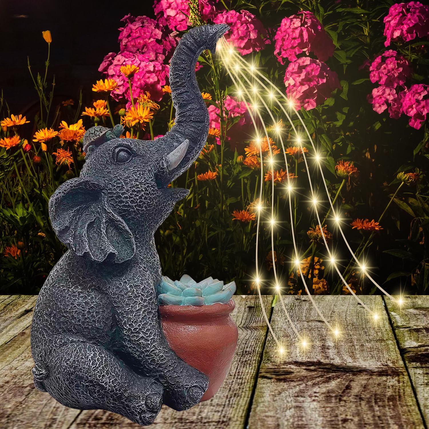 Amazon.com: Solar Elephant Outdoor Statues for Garden Decor, Lawn Decor ...