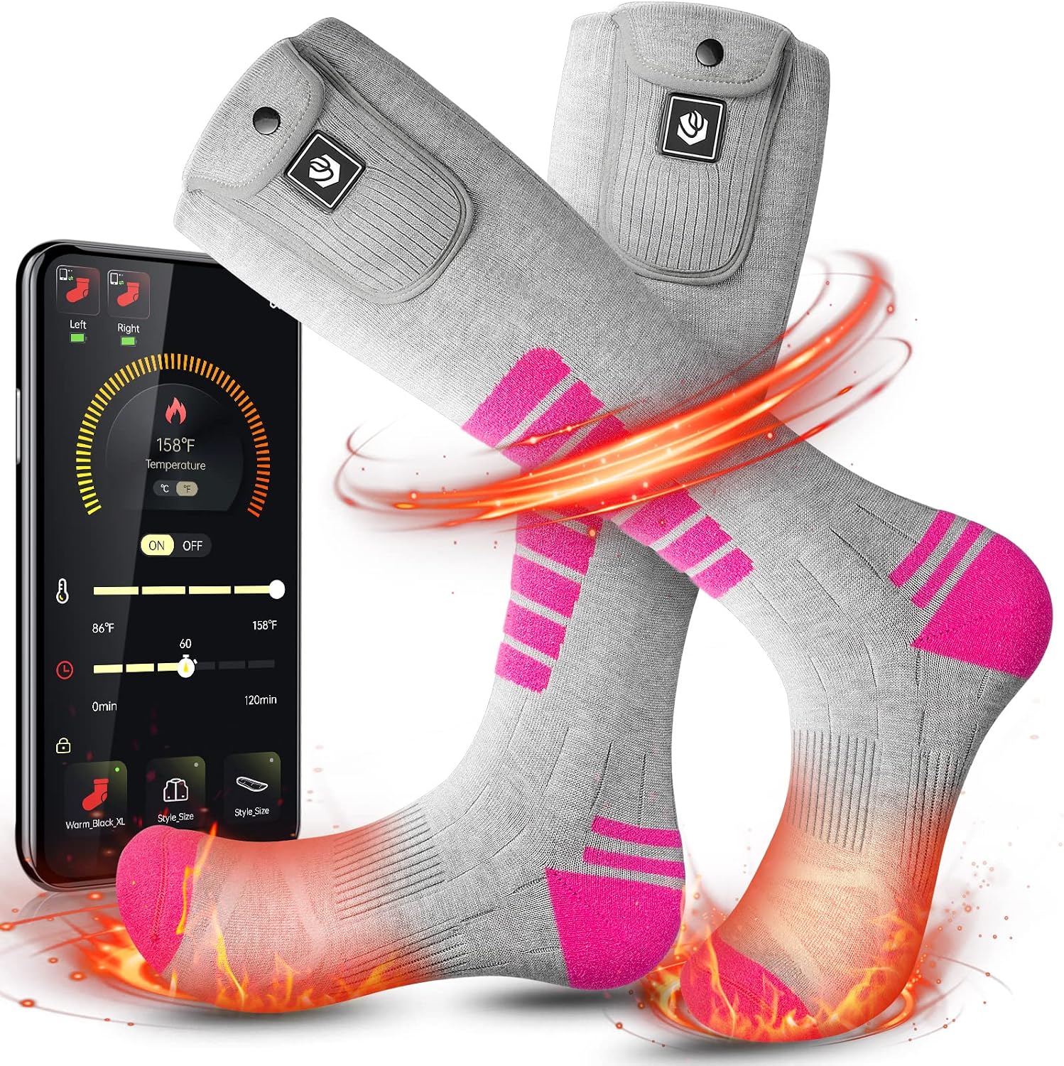 Amazon.com: Heated Socks for Men Women Rechargeable Washable 19.24WH 7 ...