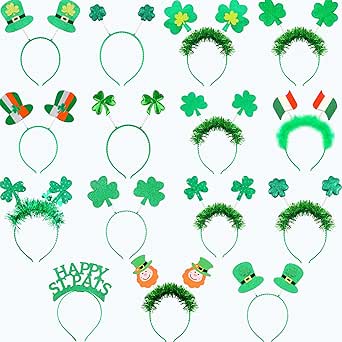 Amazon.com: Octaday 15 Pieces St. Patrick's Day Headbands Glitter ...