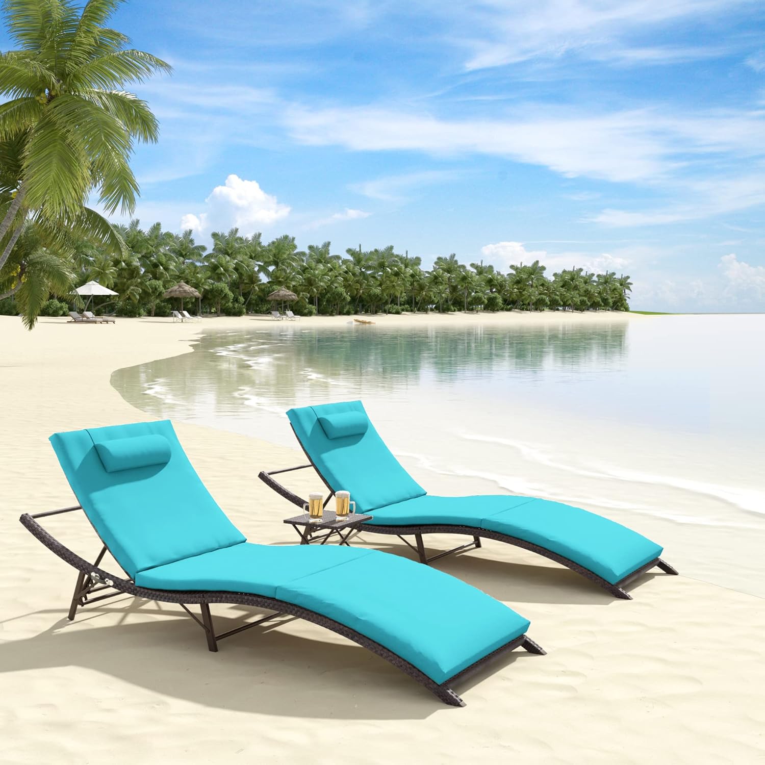 Amazon.com : ALAULM Pool Lounge Chairs Outdoor Adjustable Chaise Lounge ...