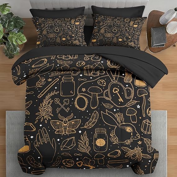 Amazon.com: Pamnest Comforter Set Queen Size, Vintage Witch Dream 7 Pcs ...